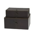 DecMode Handmade Storage Dark Brown Leather Decorative Box with Leather ...