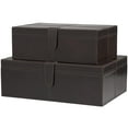 DecMode Handmade Storage Dark Brown Leather Decorative Box with Snap ...