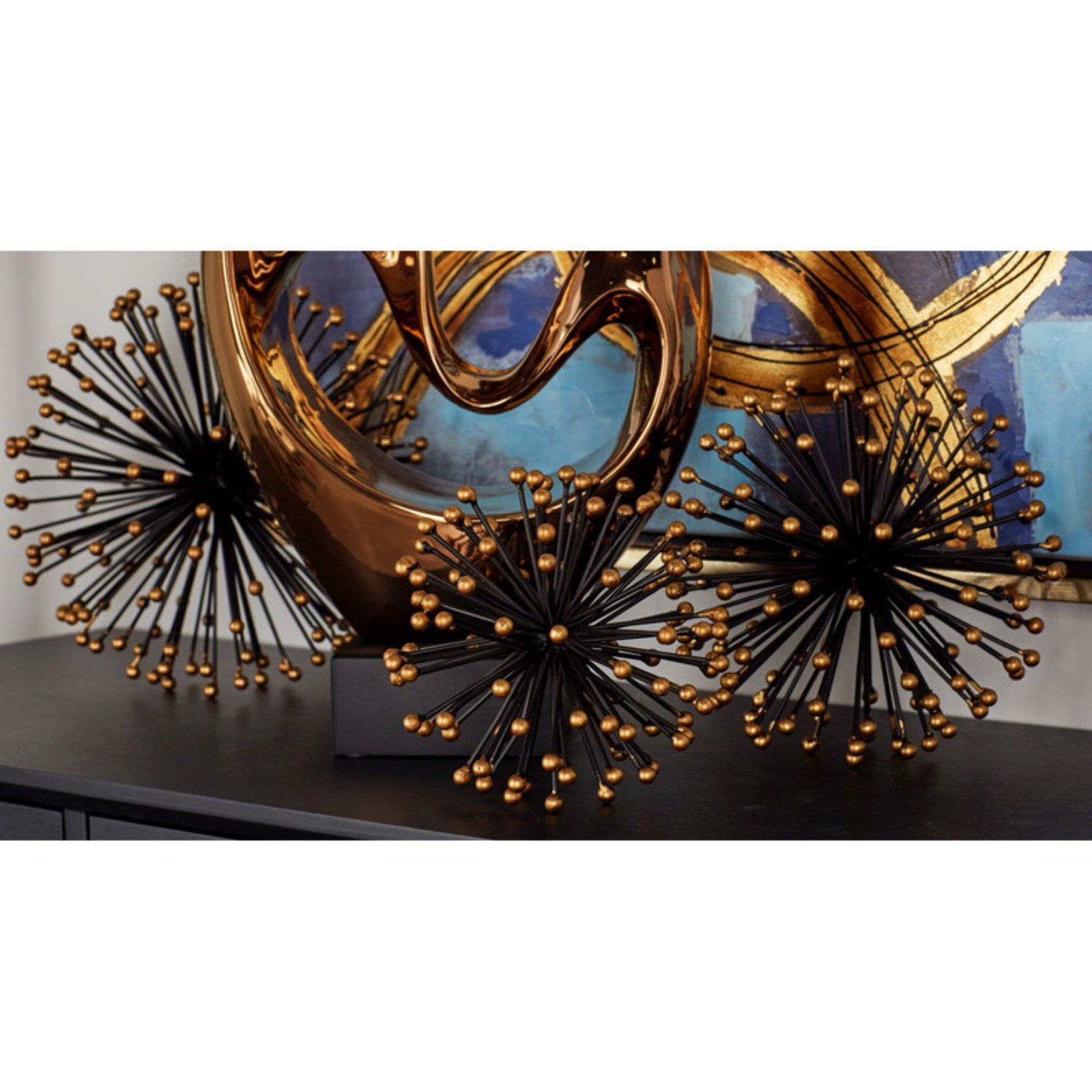 Benzara 44573 10 x 10 x 10 in. Charming Metal Table Orbs, Set of 3 ...