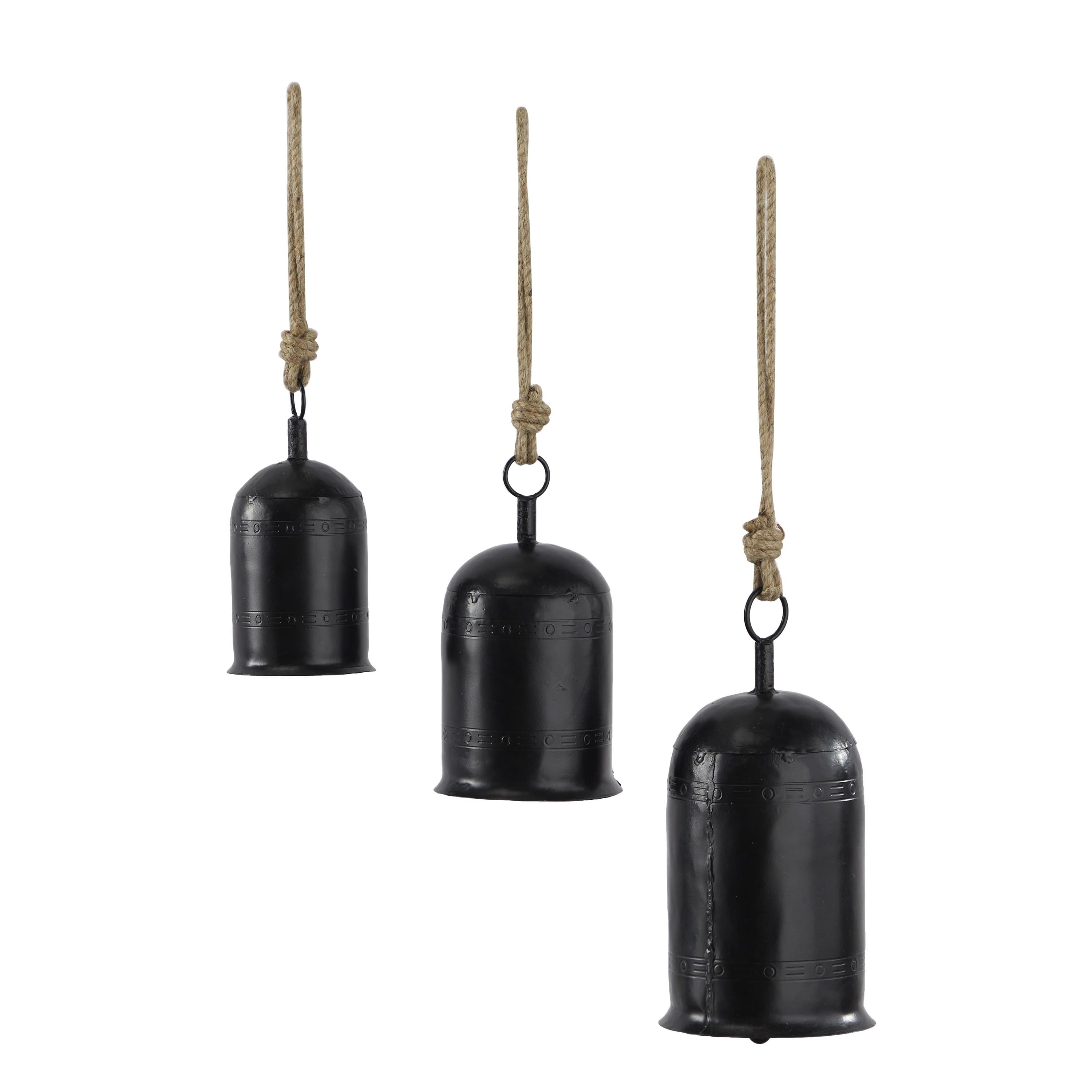 DecMode Tibetan Inspired Black Metal Cylindrical Decorative Cow Bells ...
