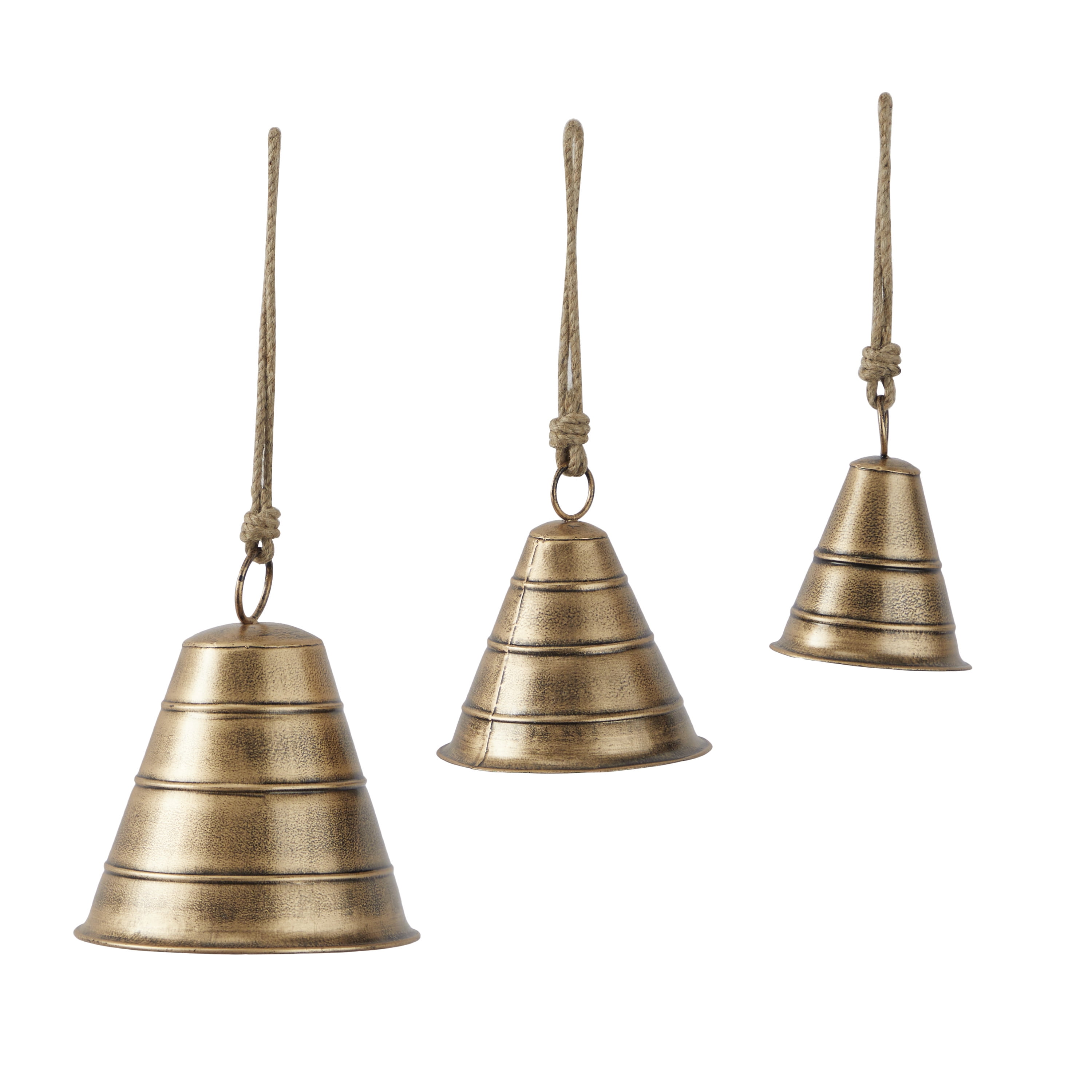DecMode Tibetan Inspired Bronze Metal Wide Cone Decorative Cow Bells ...