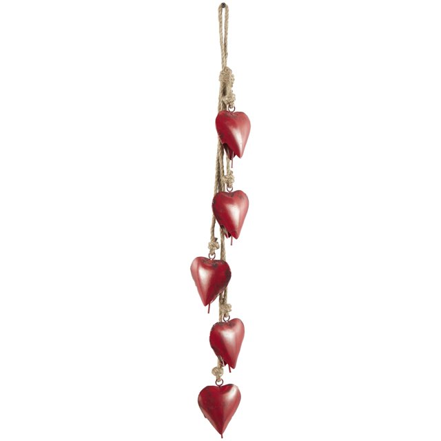 DecMode Tibetan Inspired Red Metal Heart Decorative Cow Bells with 5 ...