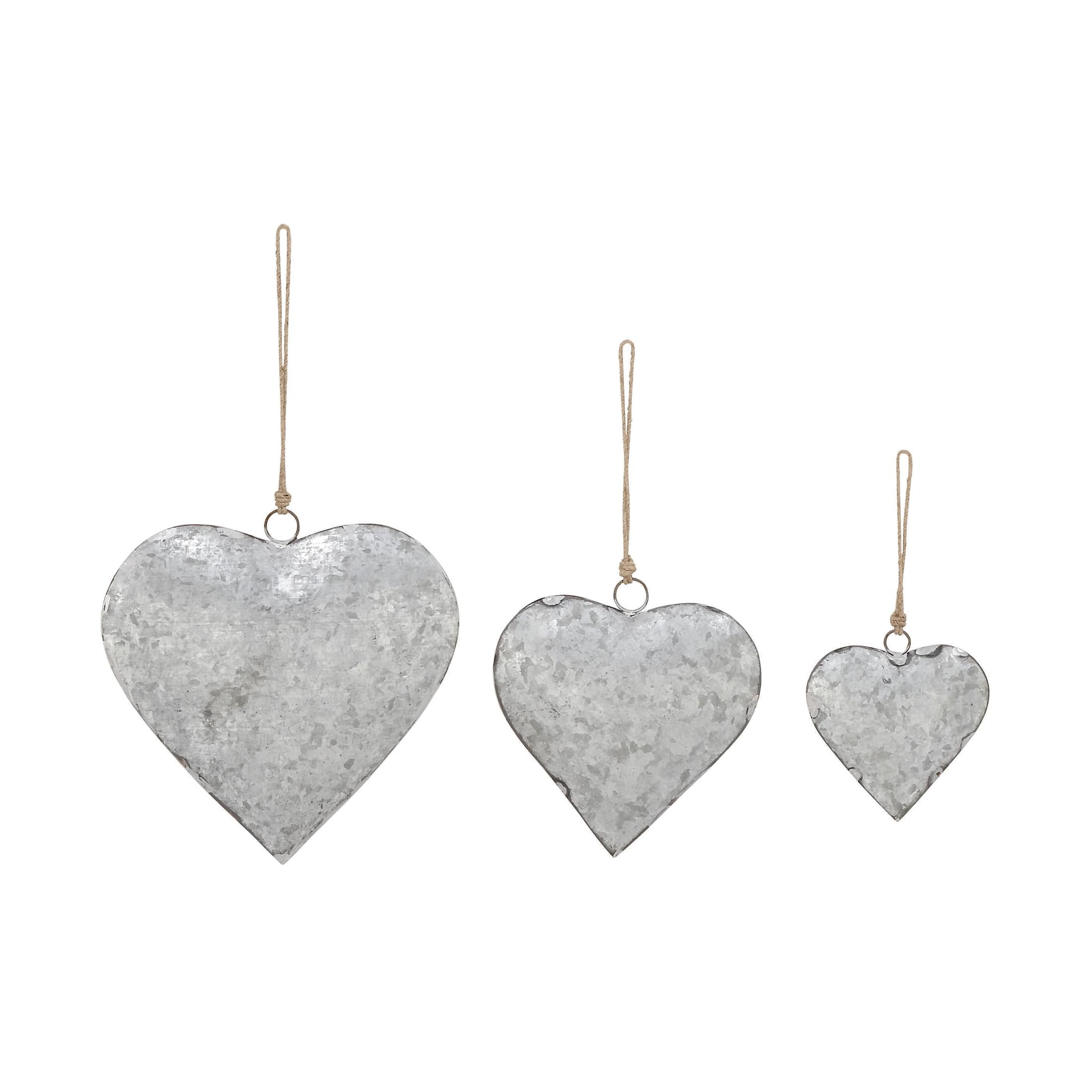 DecMode Tibetan Inspired Silver Metal Heart Decorative Bells with Jute ...