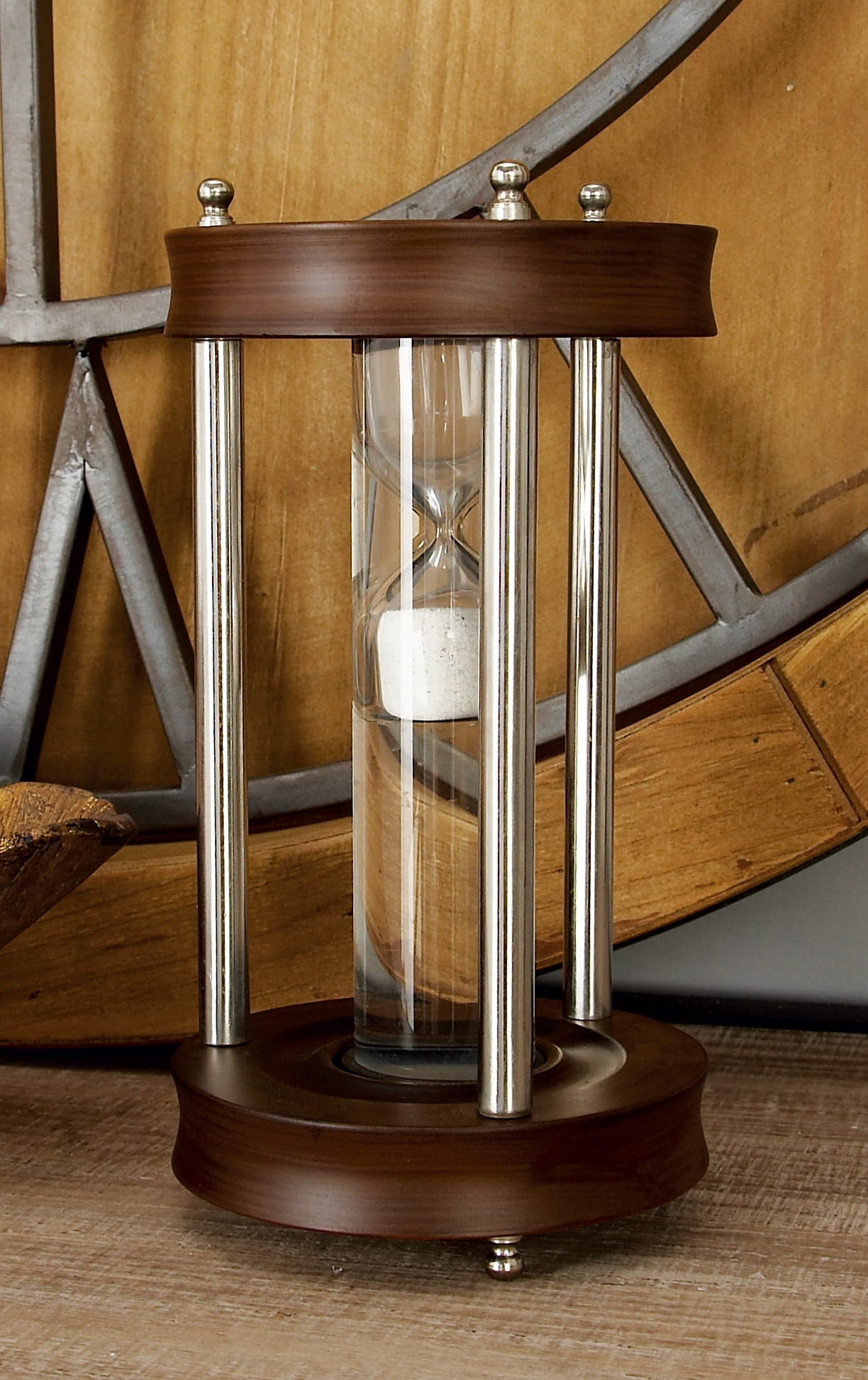 DecMode Traditional 10 x 5 inch cylindrical aluminum and mango wood ...