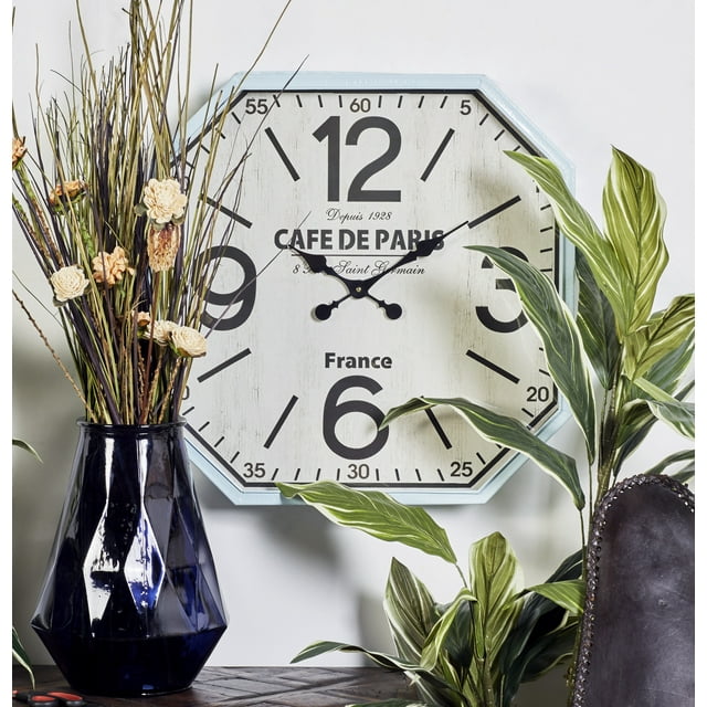 DecMode Traditional 24 Inch Octagonal Iron and Wood Wall Clock ...