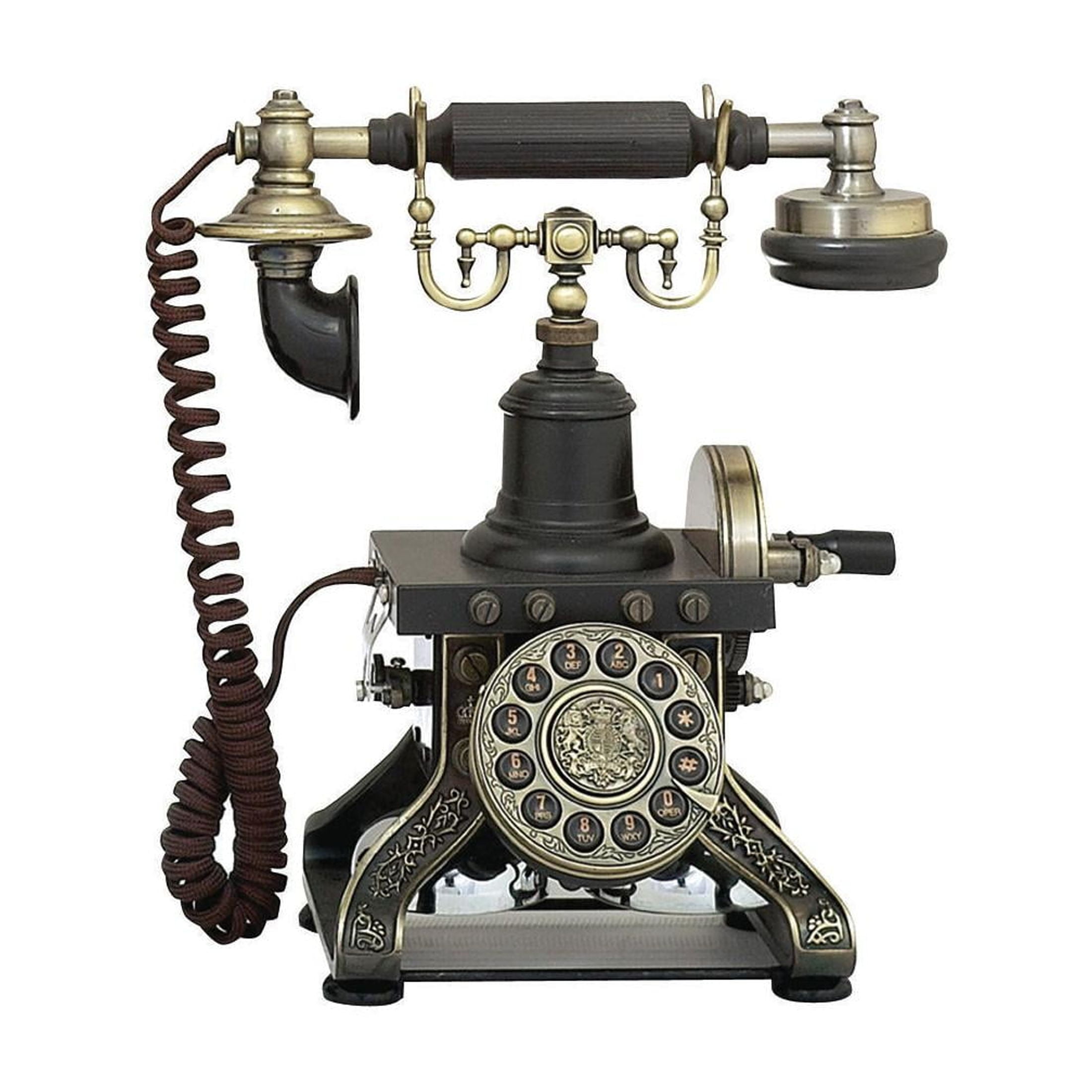 DecMode Vintage Telephone Accent Décor with Tarnish Black and Brass ...