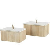 DecMode Farmhouse Cream Wood Decorative Storage Box Set with White Lids ...