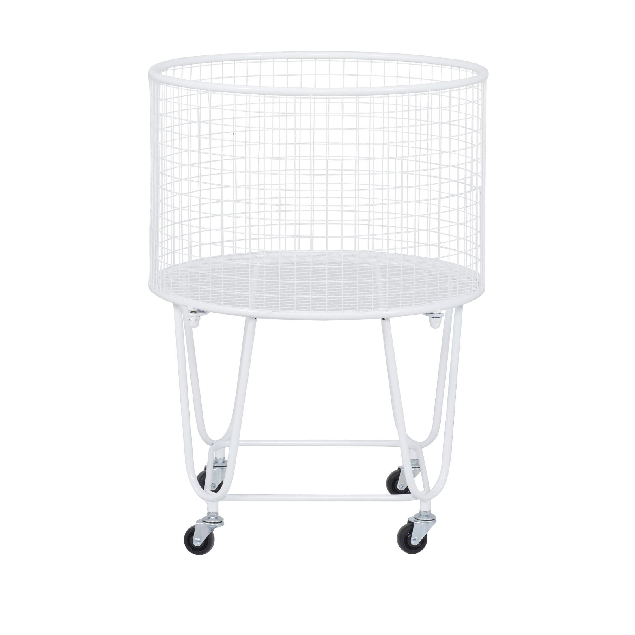 DecMode White Metal Storage Cart with Wheels - Walmart.com