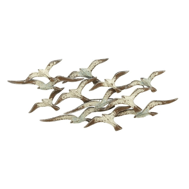 DecMode White Metal Flying Flock Of Bird Wall Decor - Walmart.com