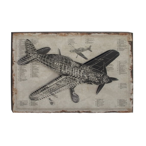 DecMode White Wood Airplane Wall Decor - Walmart.com