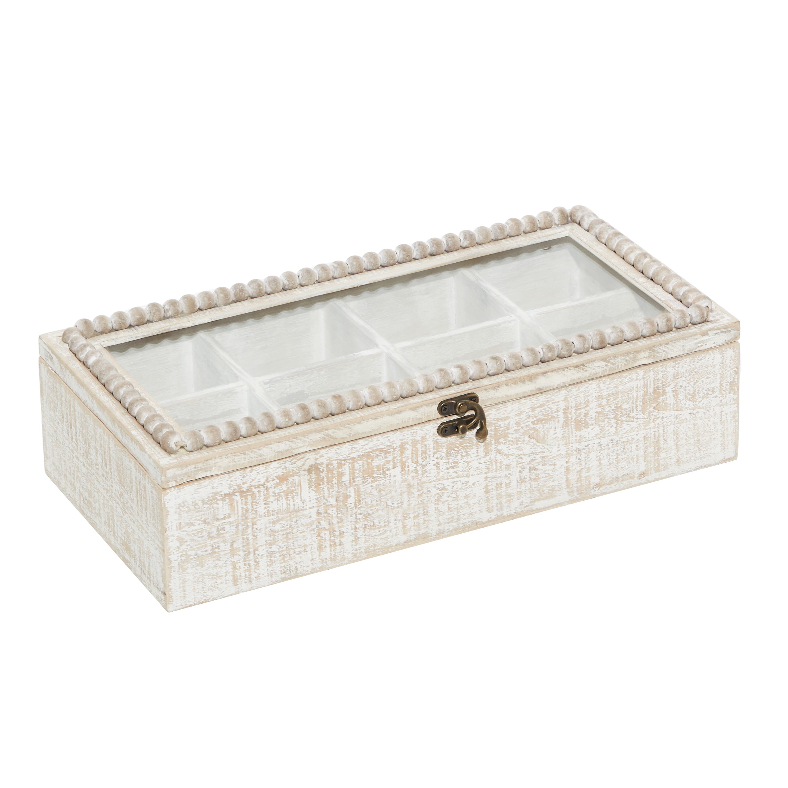 DecMode White Wood Box with Clear Glass Lid - Walmart.com
