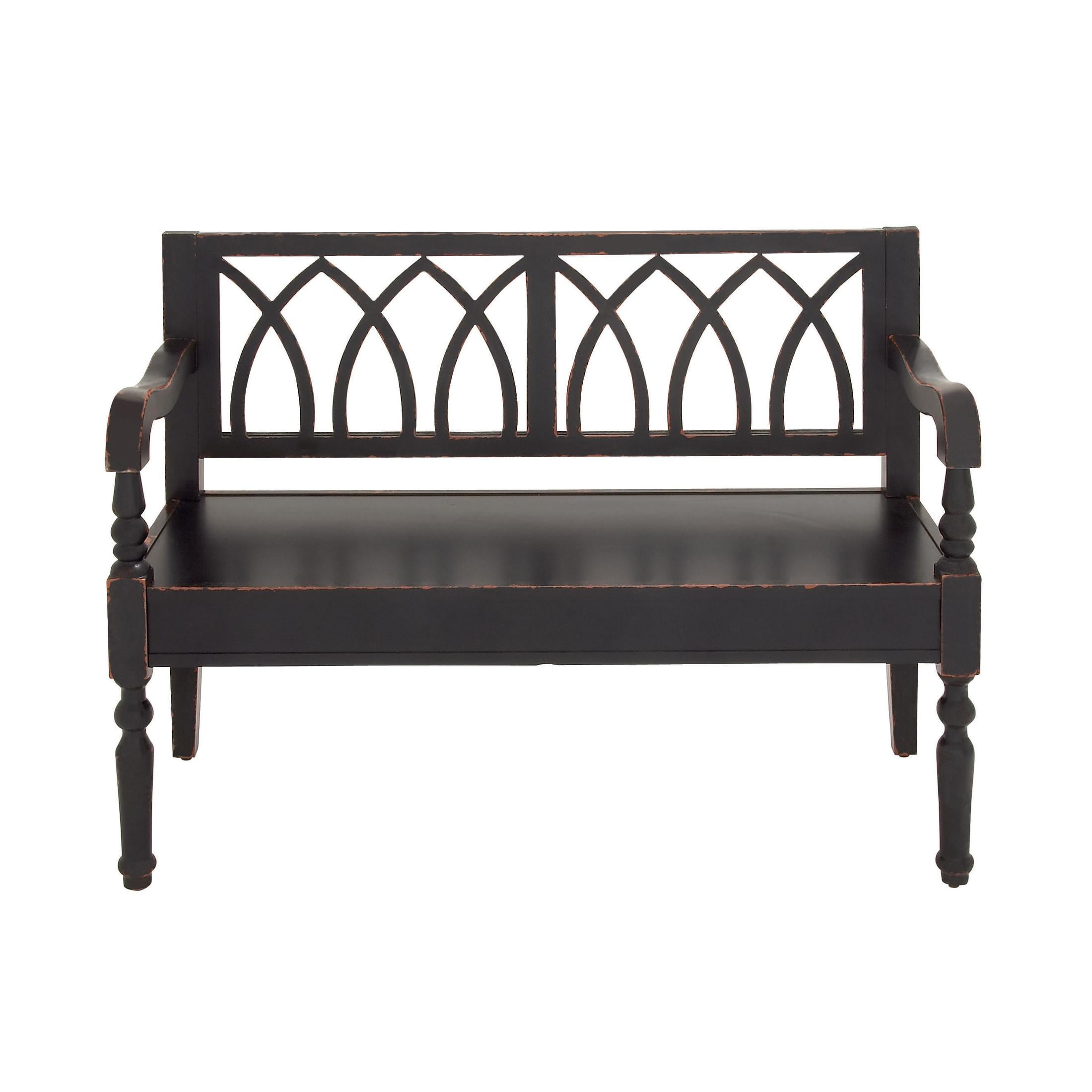 Free Shipping! DecMode Wood Bench with Arched Design Back, Black ...
