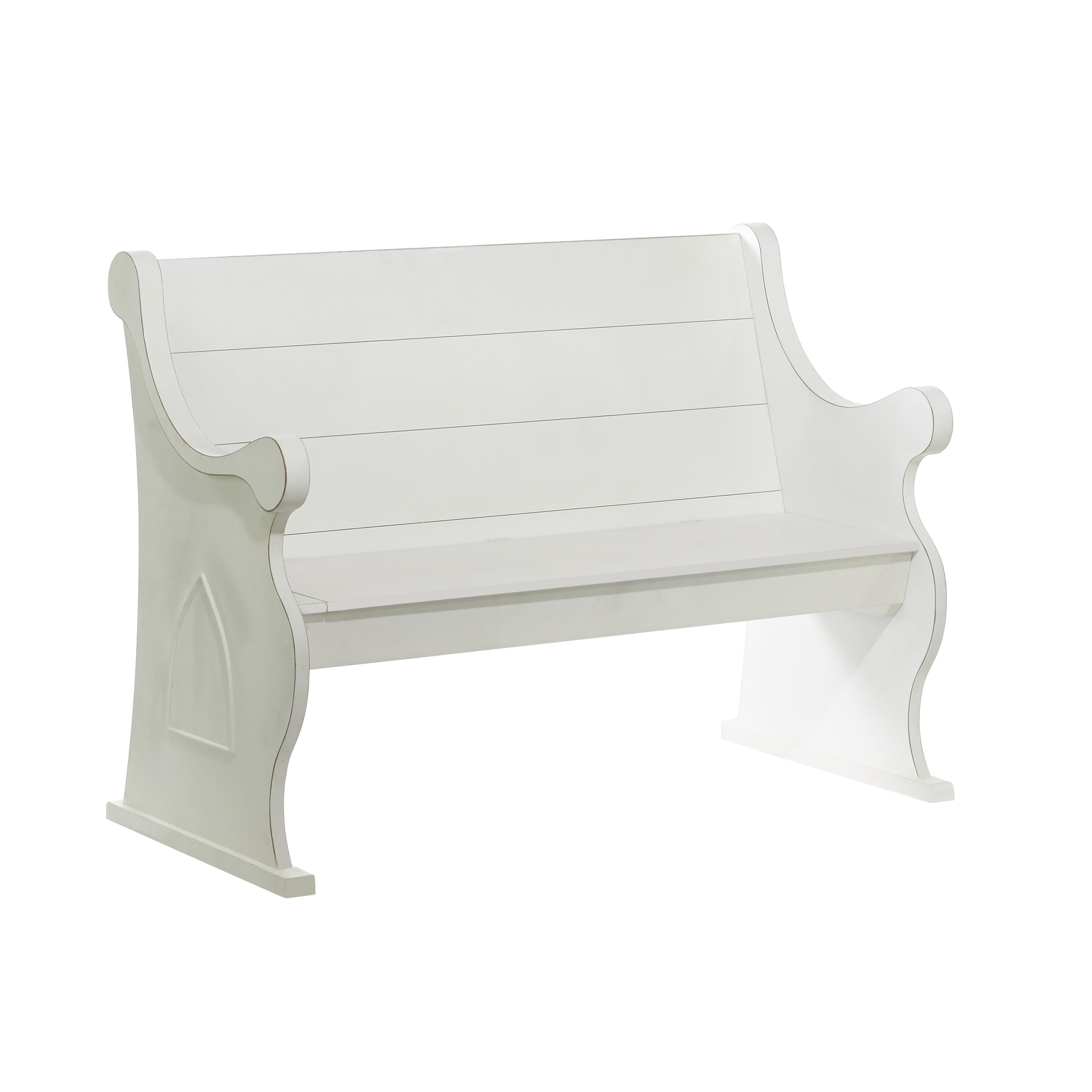 Free Shipping! DecMode Wood Storage Bench with Scrolled Armrests, White ...
