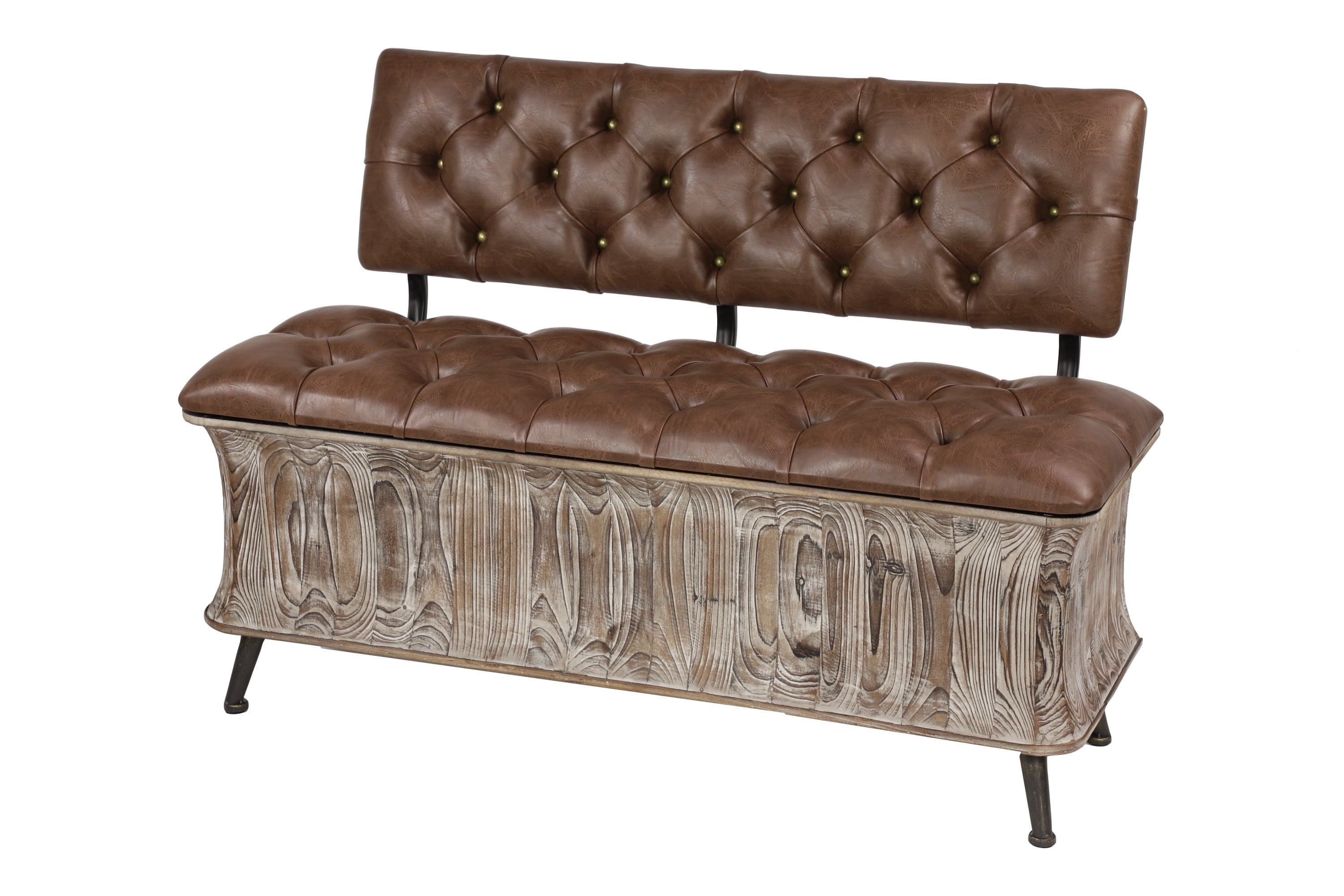Free Shipping! DecMode Wood Storage Bench with Tufted Faux Leather Seat ...