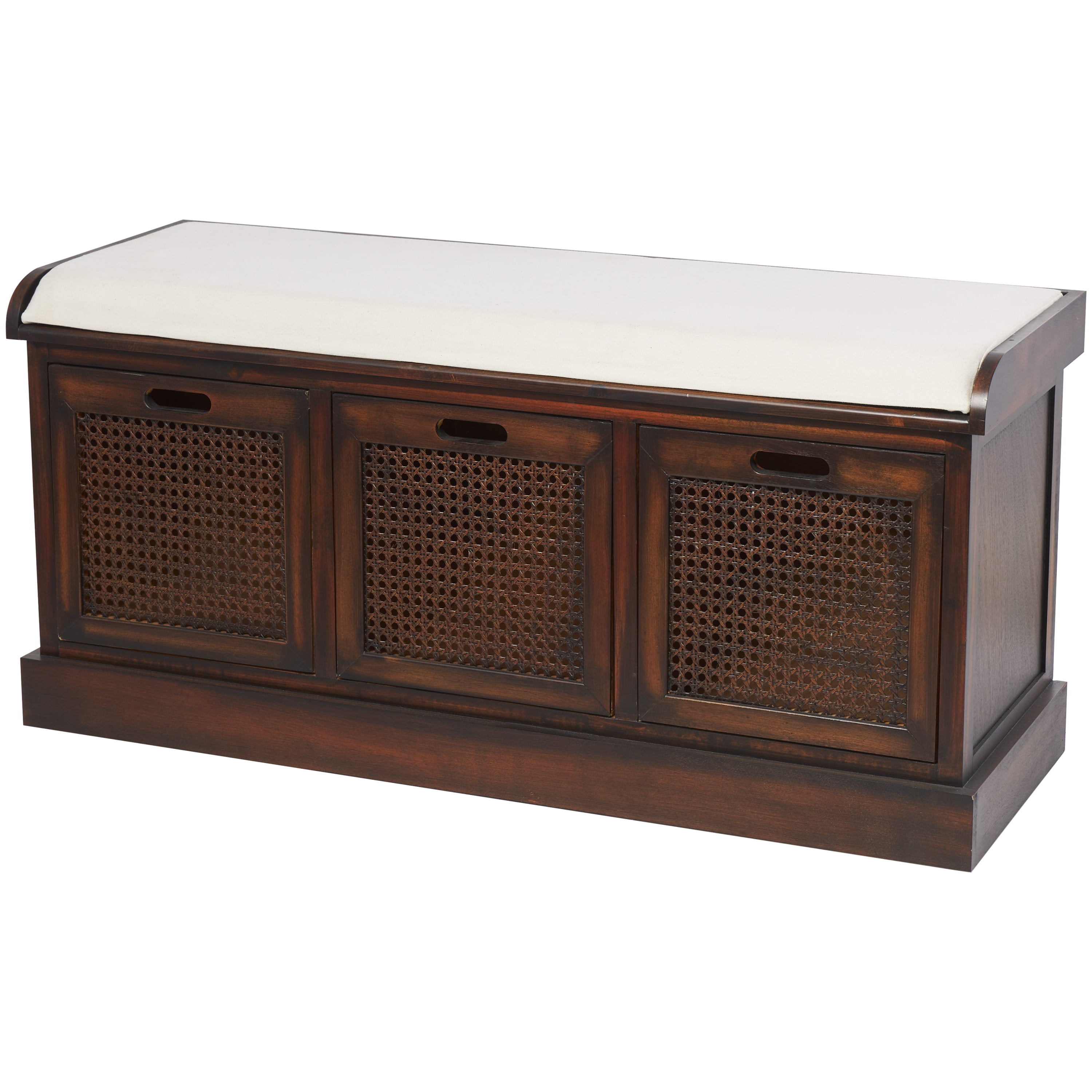 DecMode Wood Storage Bench with Upholstered Seat, Brown - Walmart.com