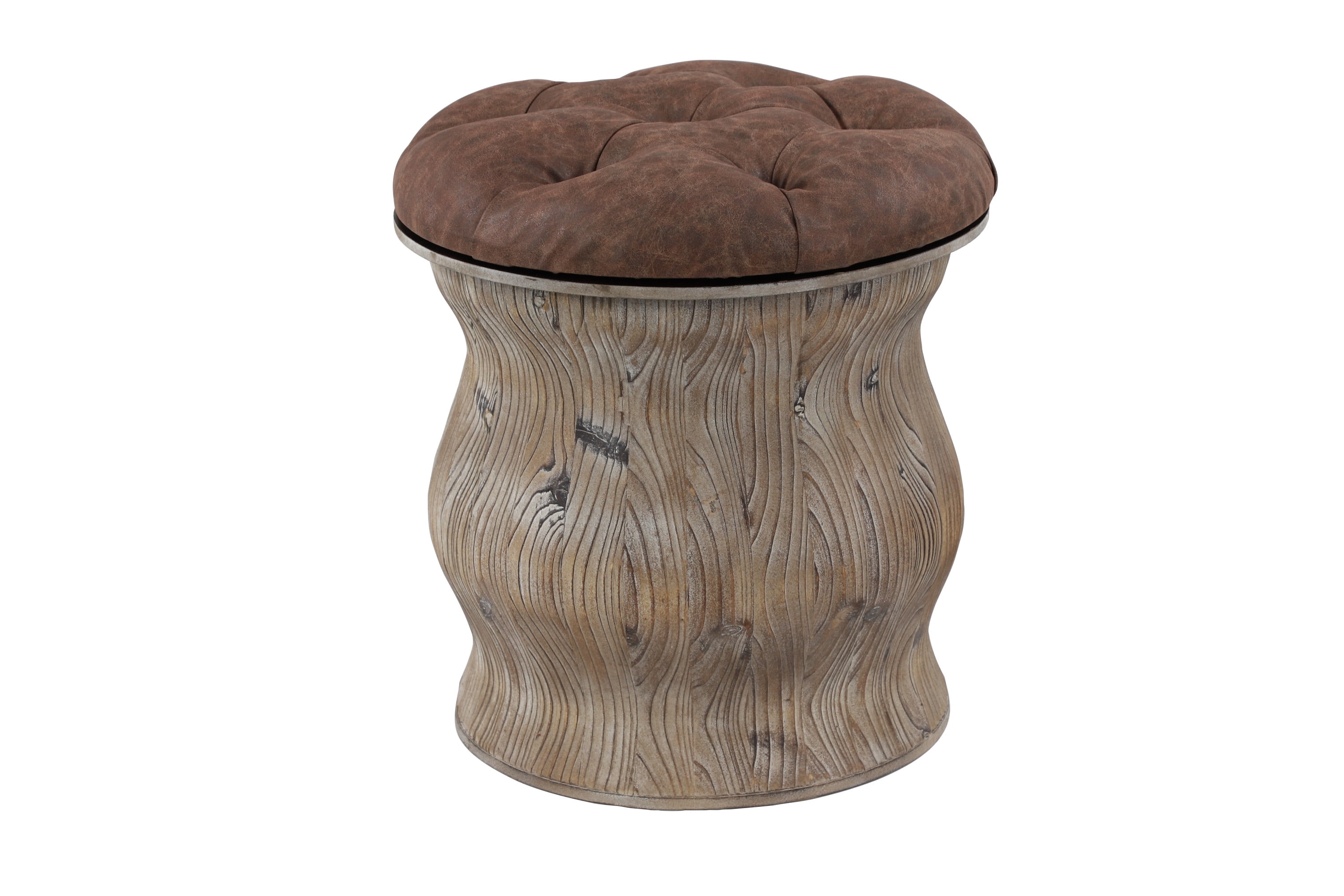 Free Shipping! DecMode Rustic Wood Storage Stool with Tufted Seat ...