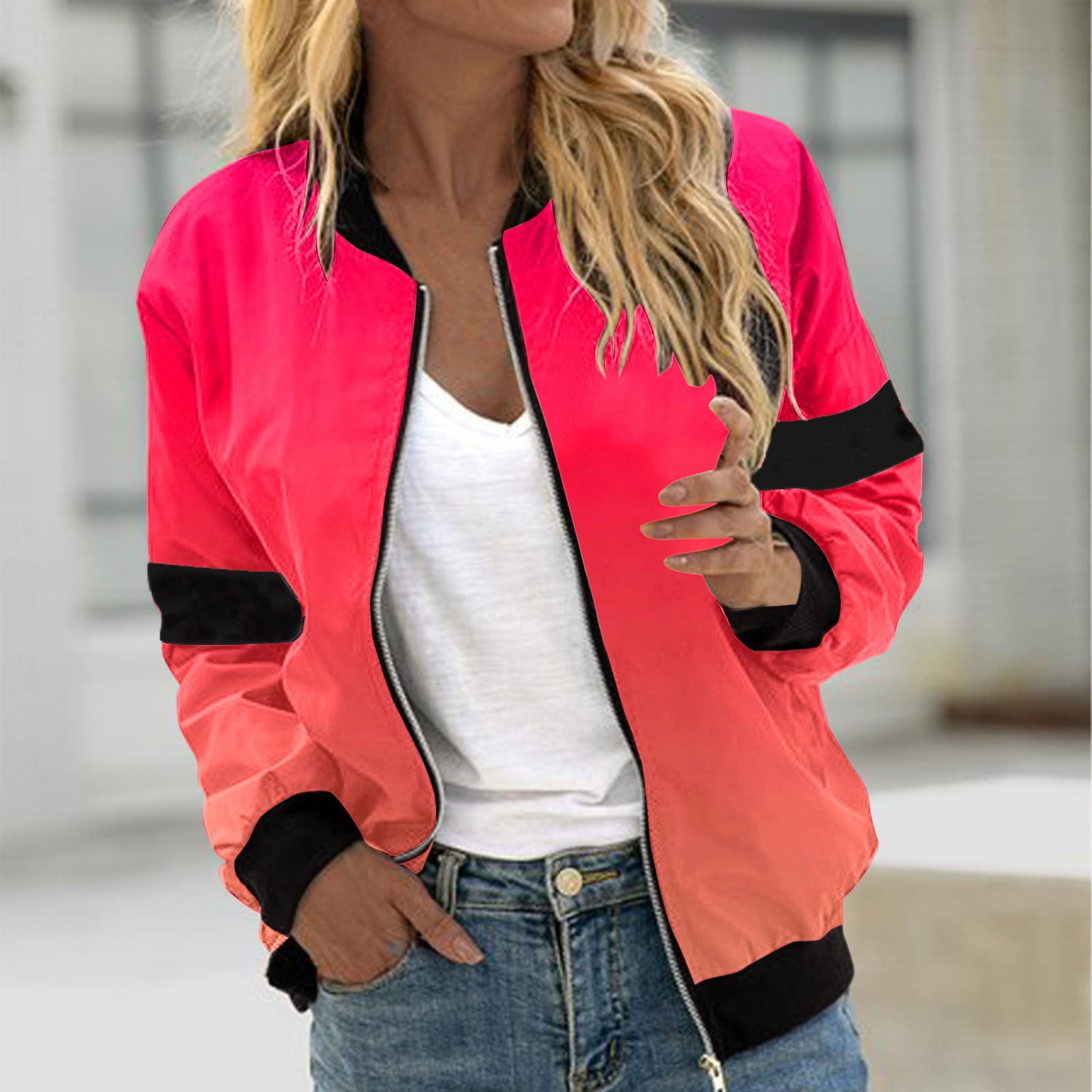 Wancir Women's Zip Up Workout Jackets with Pockets Slim Fit Cottony ...