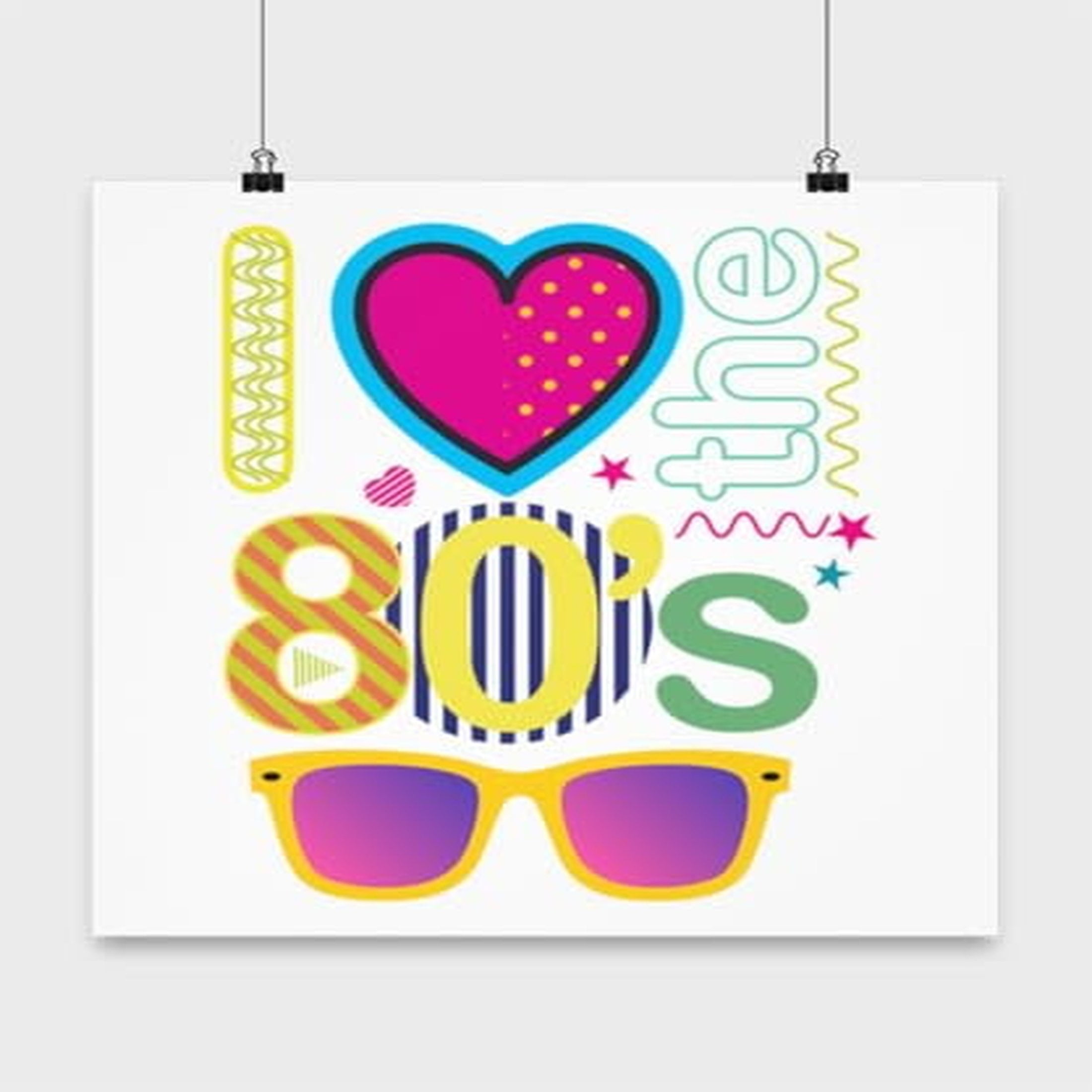 Decade Poster, I Love The 80s, Nostalgia Wall Art Gift, White 13x13in ...