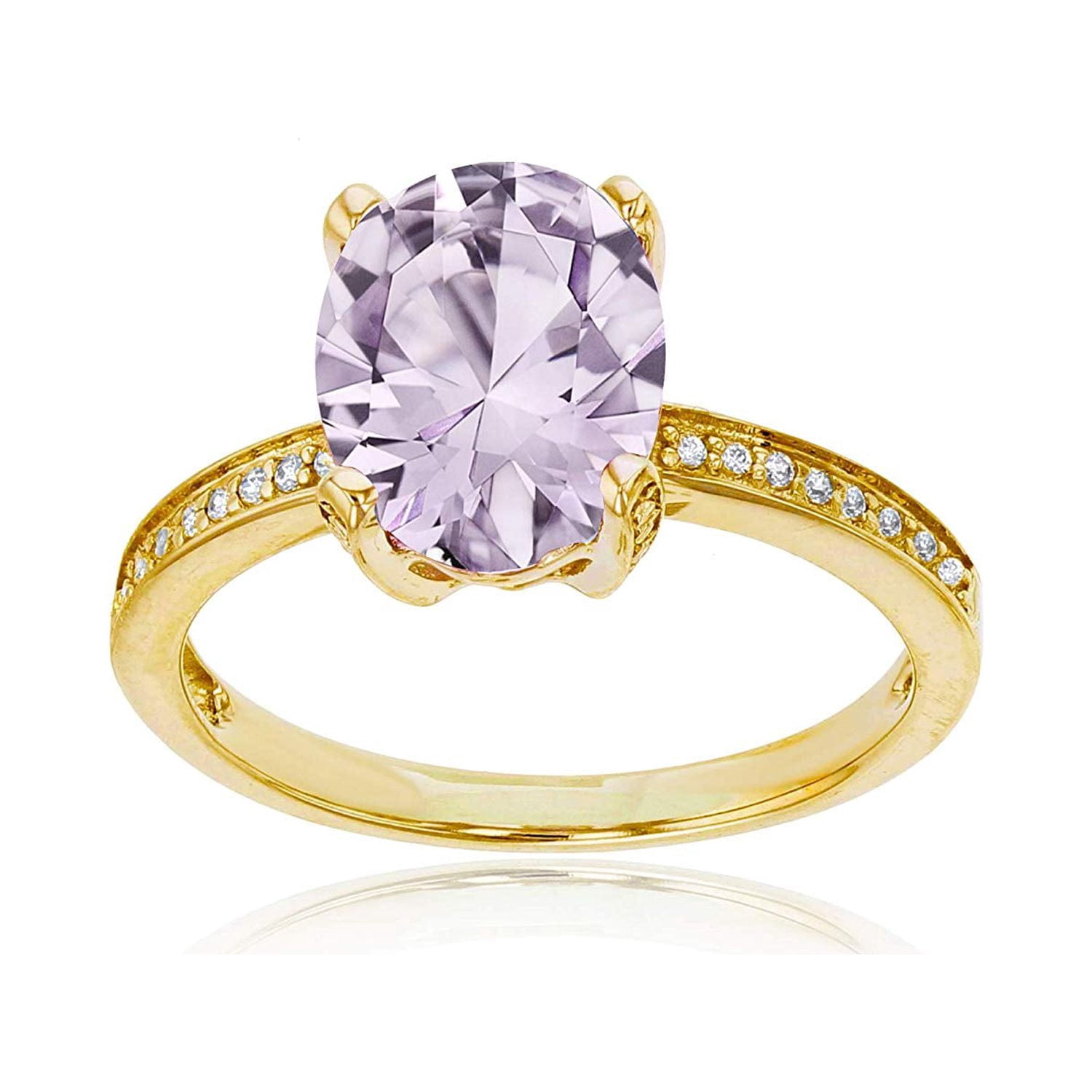 Decadence 10K Yellow Gold 0.08 CTTW Round Diamond Channel Set & 10x8 ...