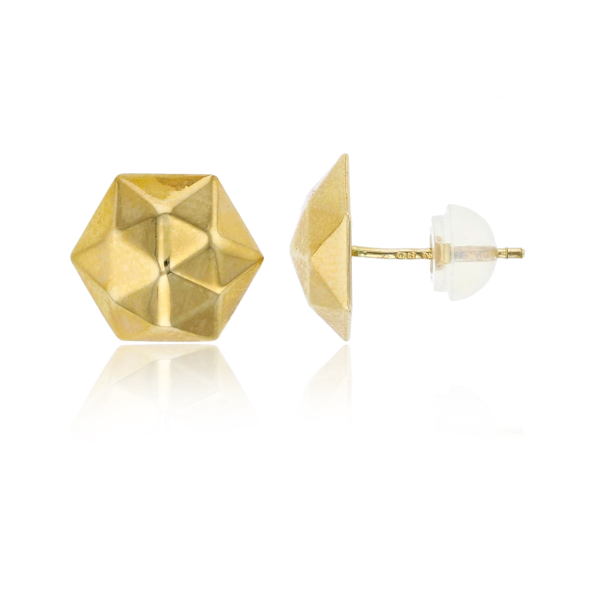 Decadence 10K Yellow Gold 9x10mm Polished Hexagon Stud Earring ...
