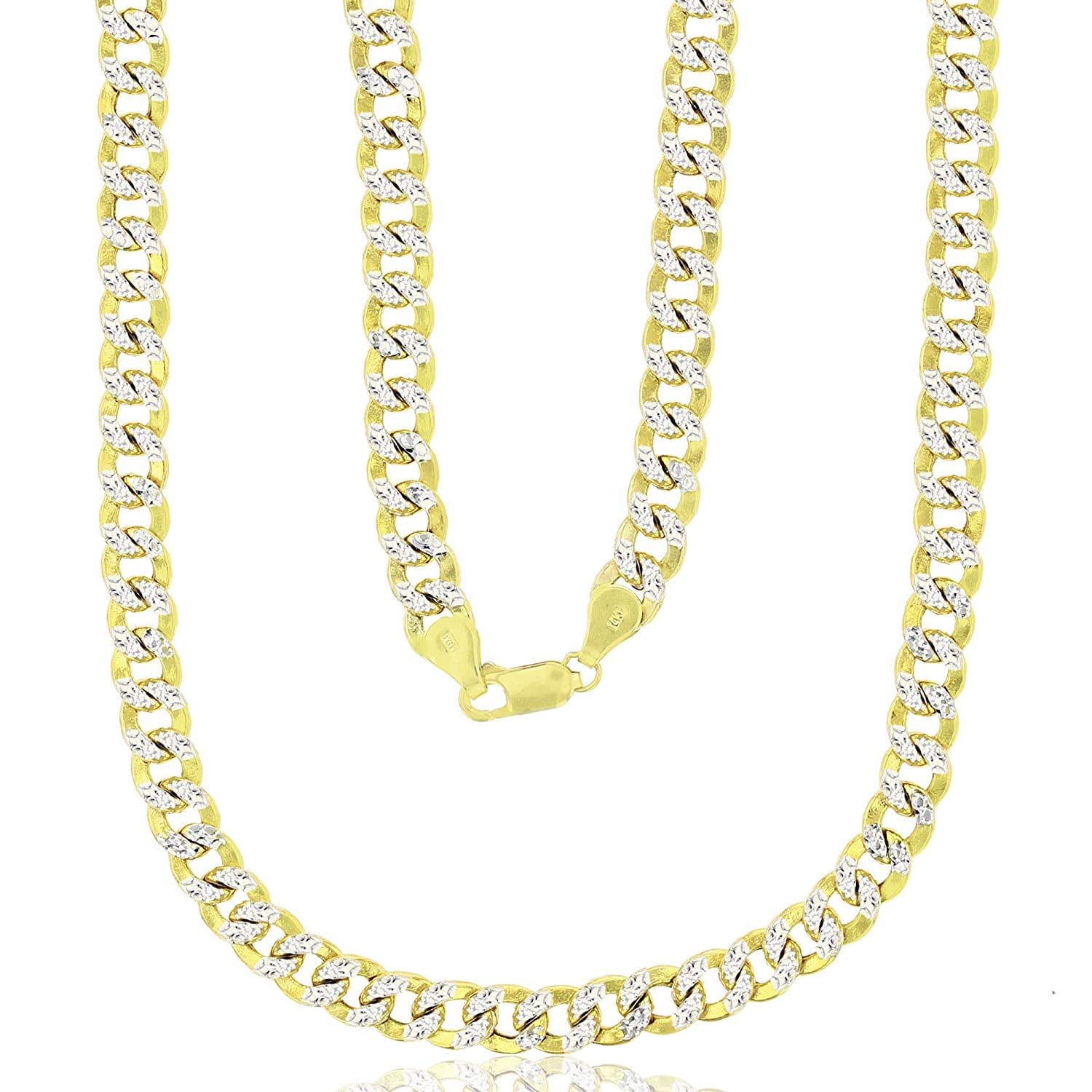 Decadence 14K Yellow Gold Hollow 2mm-11mm Cuban White Pave Chain ...