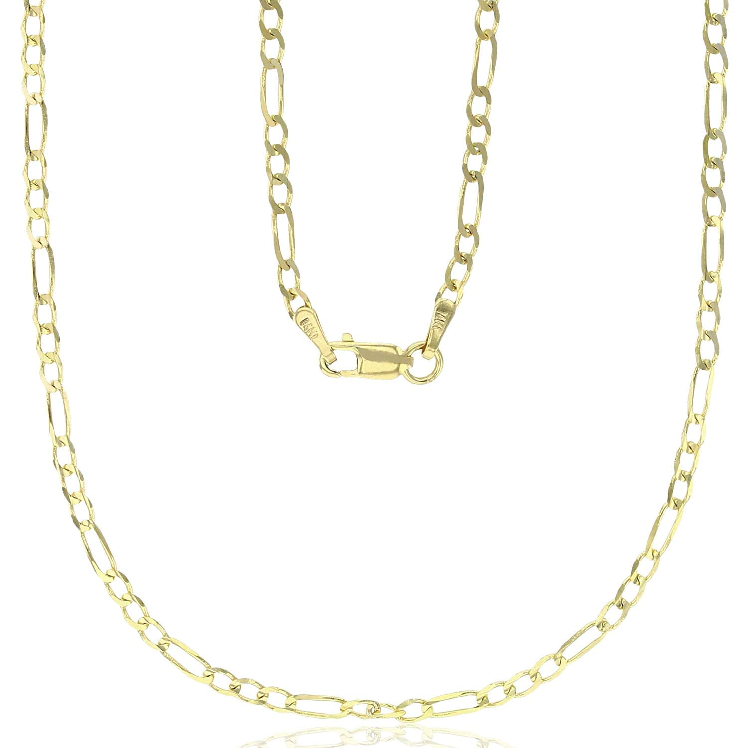 Decadence 14K Yellow Gold Solid 2mm-12mm Figaro Chain with Lobster Claw ...
