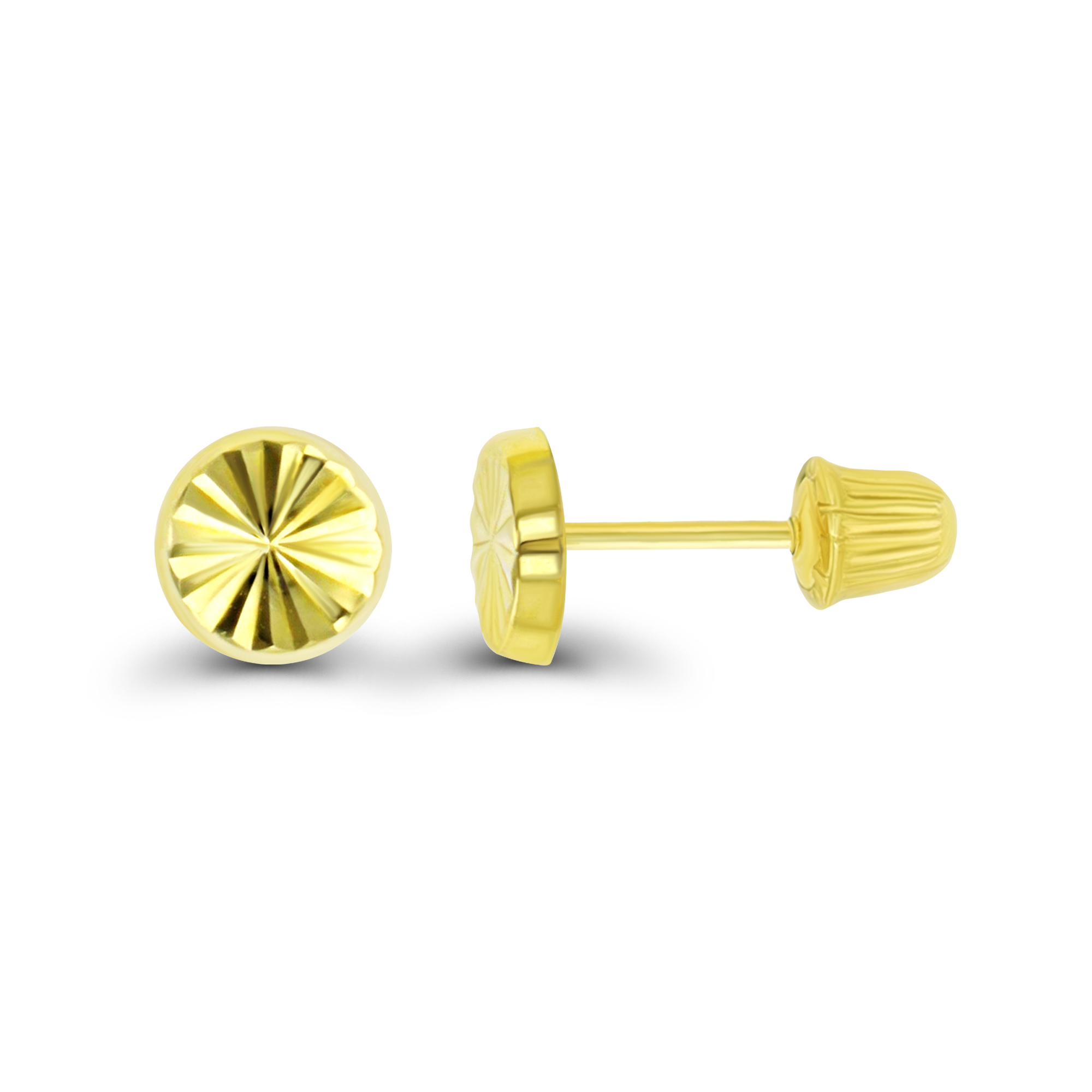 Decadence 14K Yellow Solid Gold High Polished Diamond Cut Circle Screw Back Stud Earrings | Stud ...
