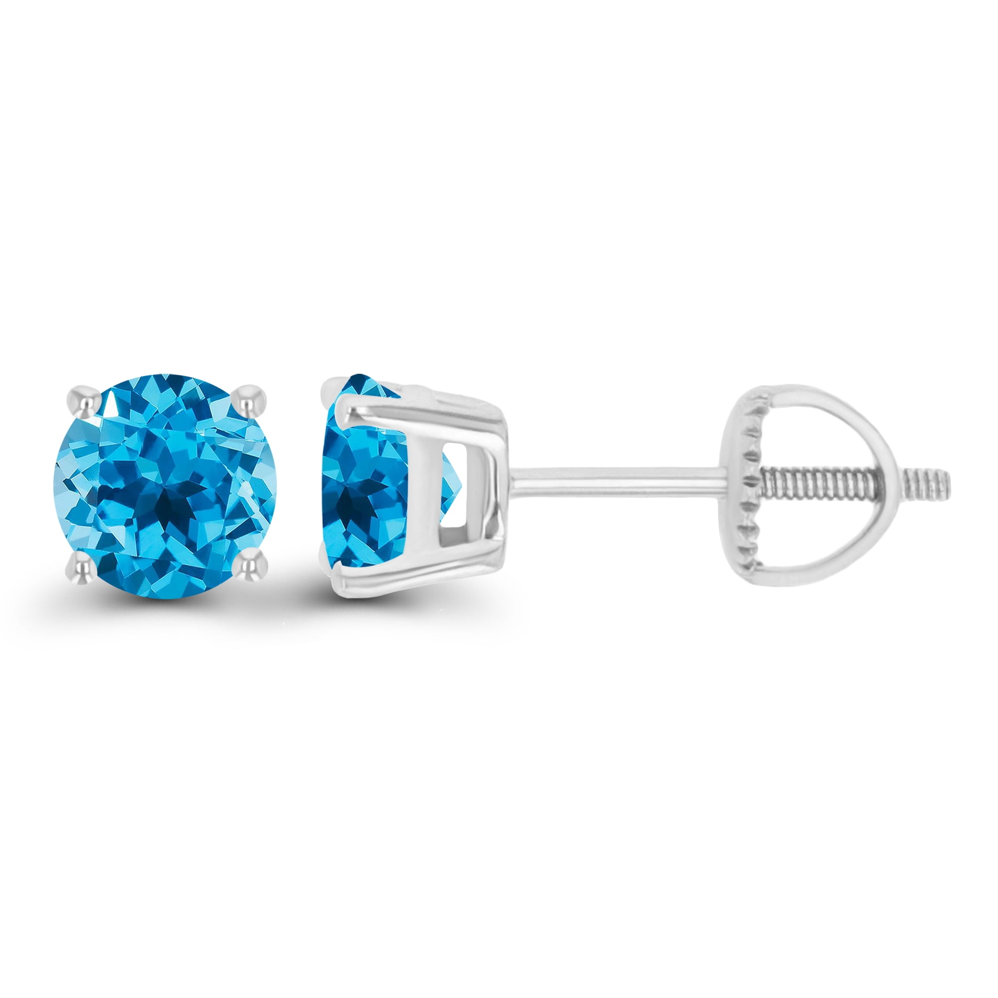Decadence 925 Sterling Silver 5mm Round Natural Swiss Blue Topaz ...