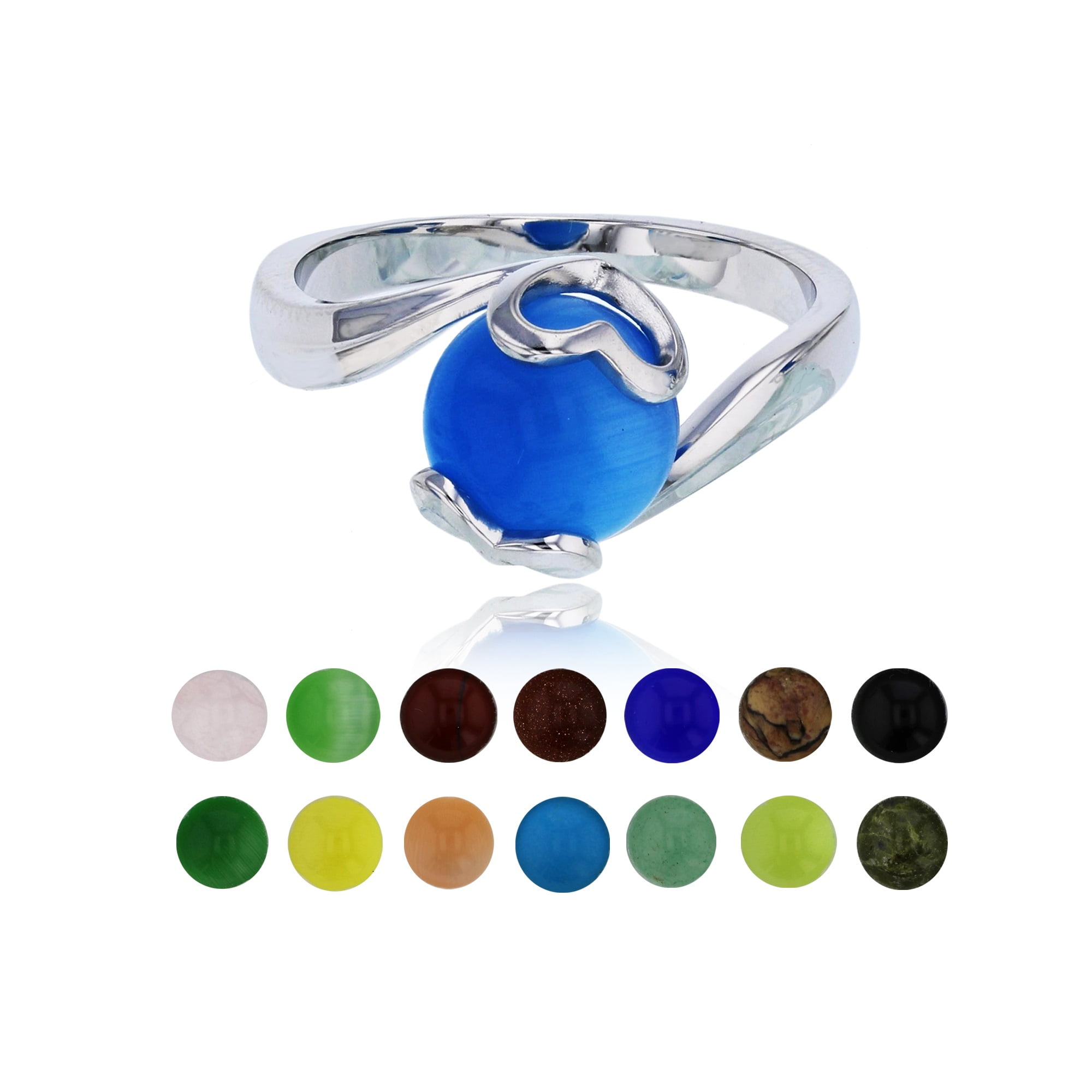 Decadence 925 Sterling Silver Heart Ring, 14 Color Interchangeable ...