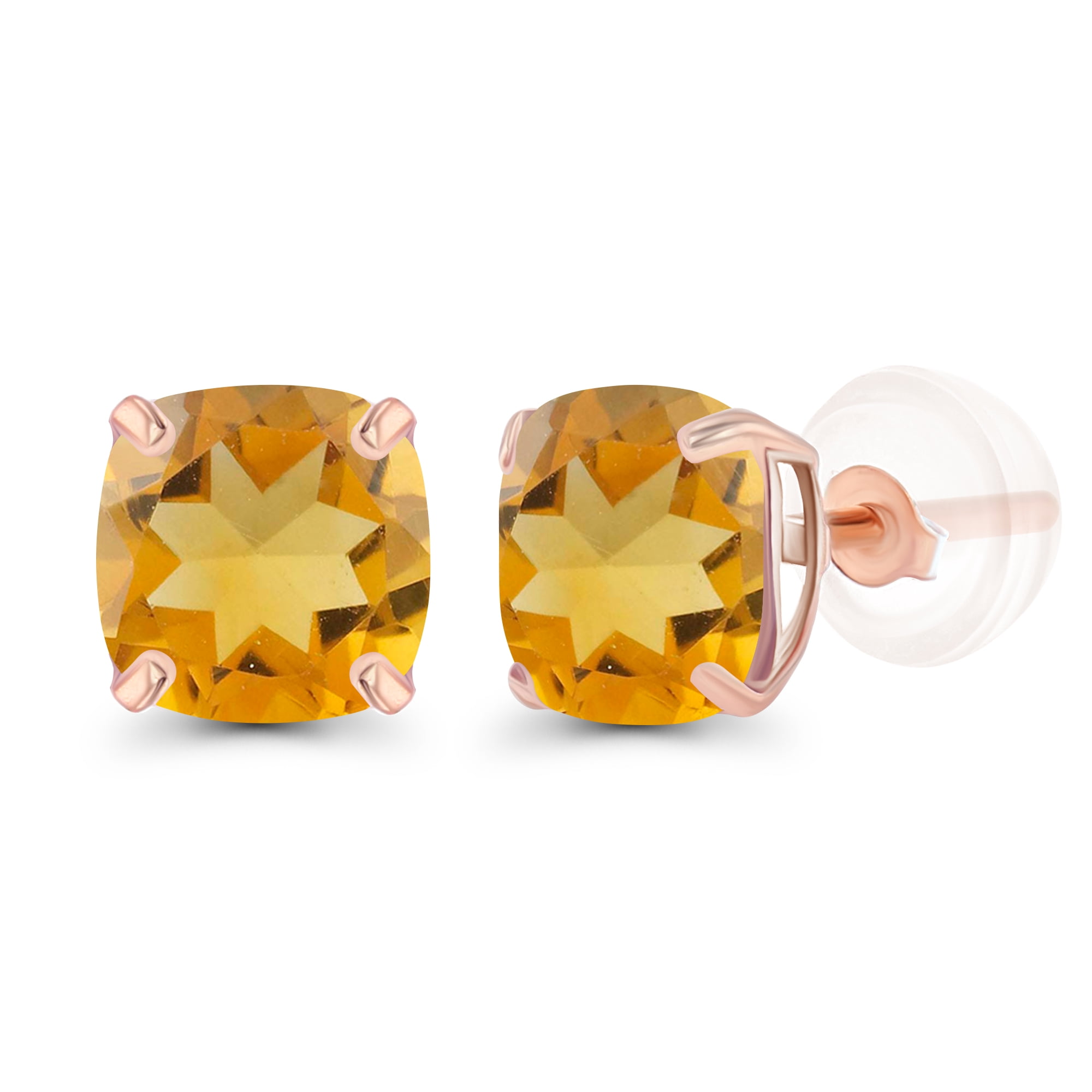 Decadence Genuine 14K Rose Gold Plated Sterling Silver 6mm Cushion ...
