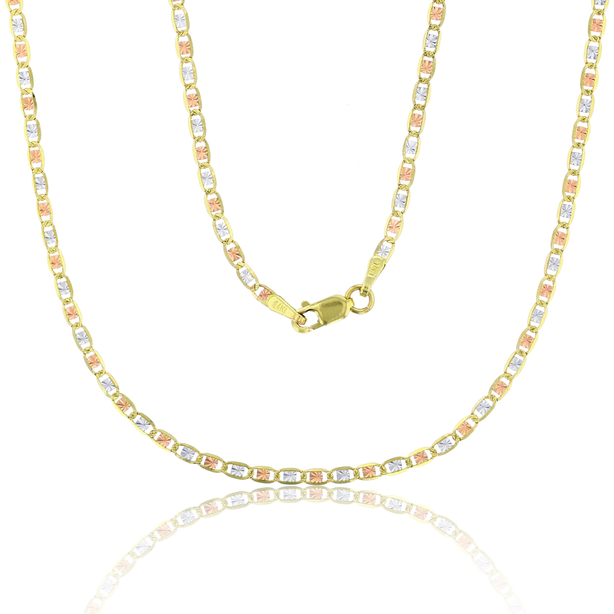 Decadence Solid 14K Gold Tri Color 2mm Diamond Cut Love Star Necklace ...