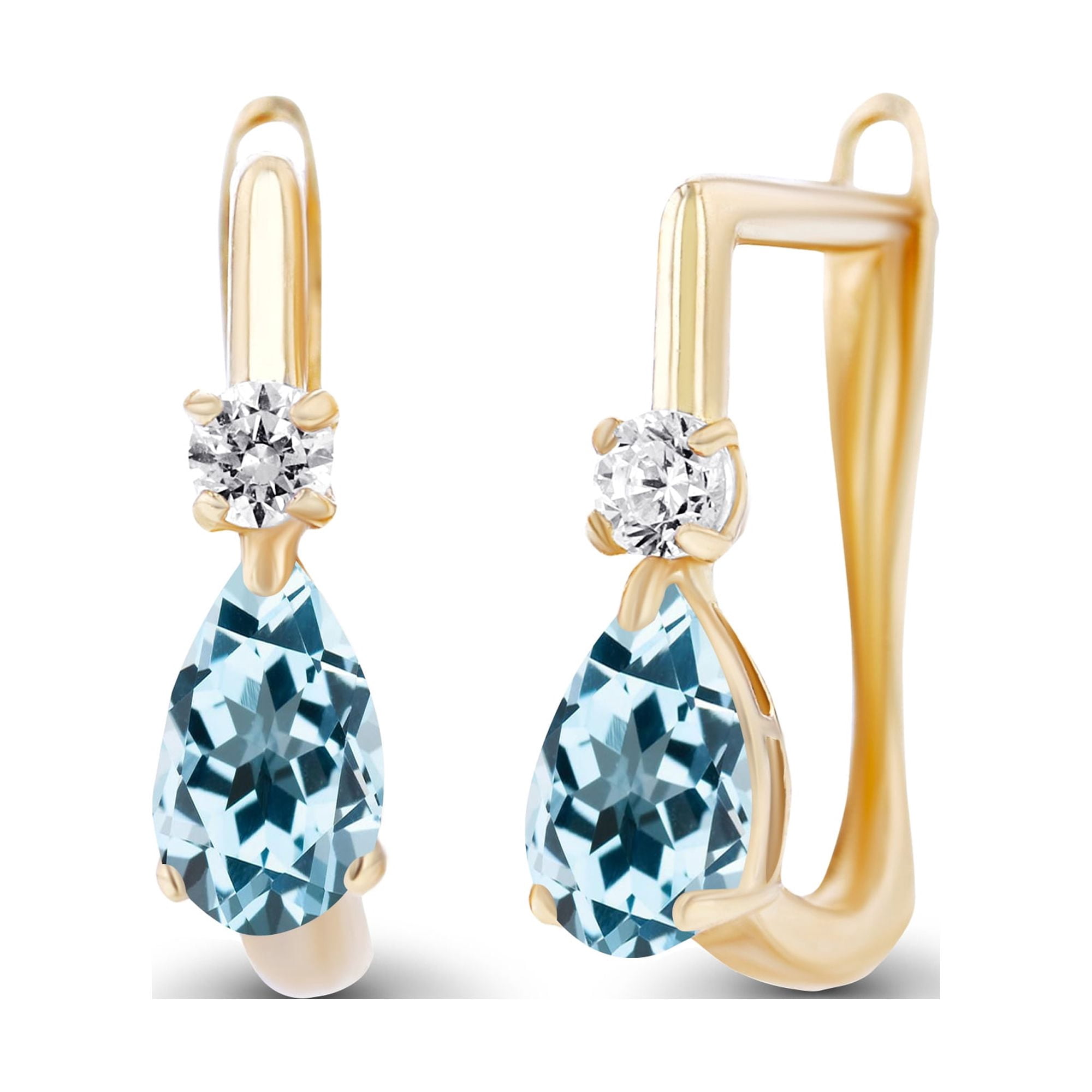 Decadence Solid 14K Yellow Gold 5x3mm Pear Natural Sky Blue Topaz ...