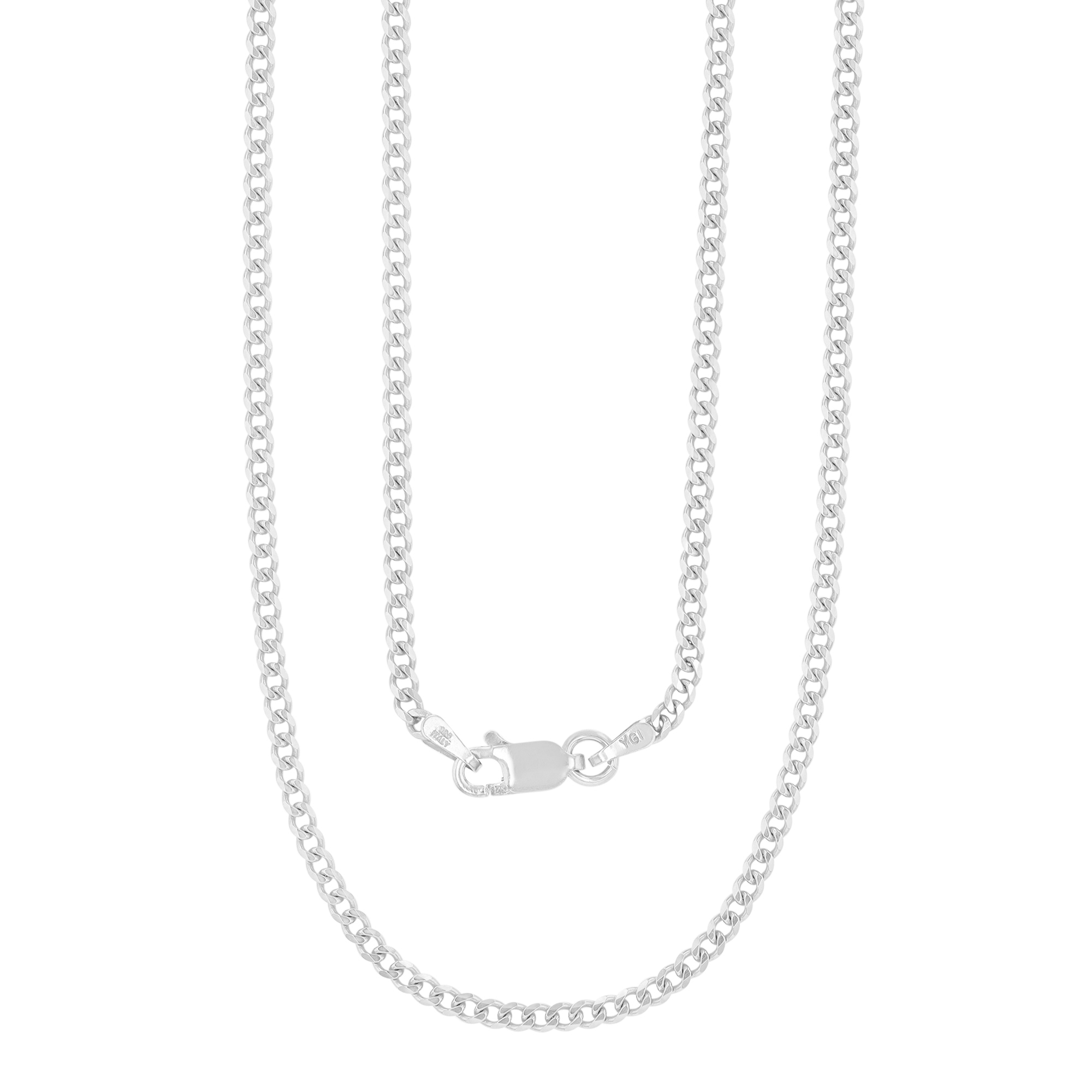 Decadence Solid 925 Sterling Silver 3mm Cuban Curb Chain for Men with ...