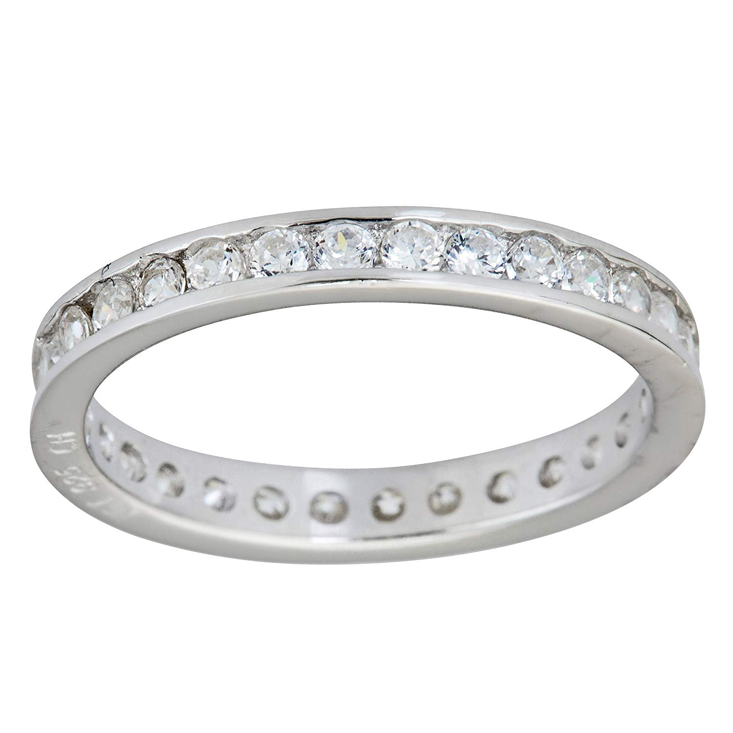 Decadence Sterling Silver 2mm Round Cut Cubic Zirconia Channel Set ...