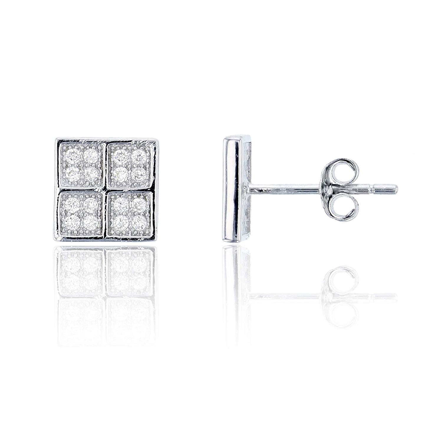 Decadence Sterling Silver 4x4 Square Stud - Walmart.com