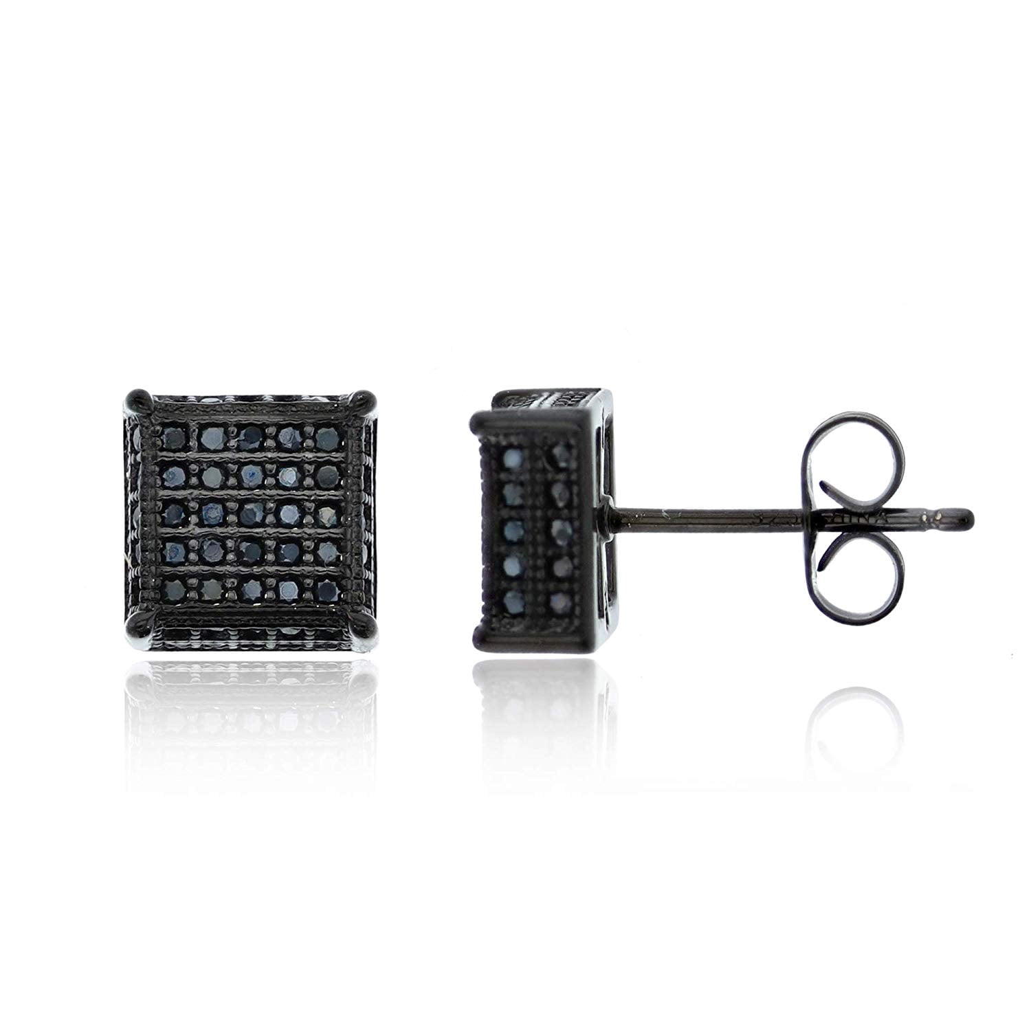 Decadence Sterling Silver 5x5 Micropave 3D Square Stud - Walmart.com