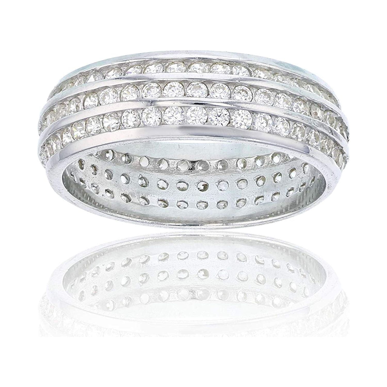Decadence Sterling Silver Cubic Zirconia 3 Row Channel Set Eternity ...