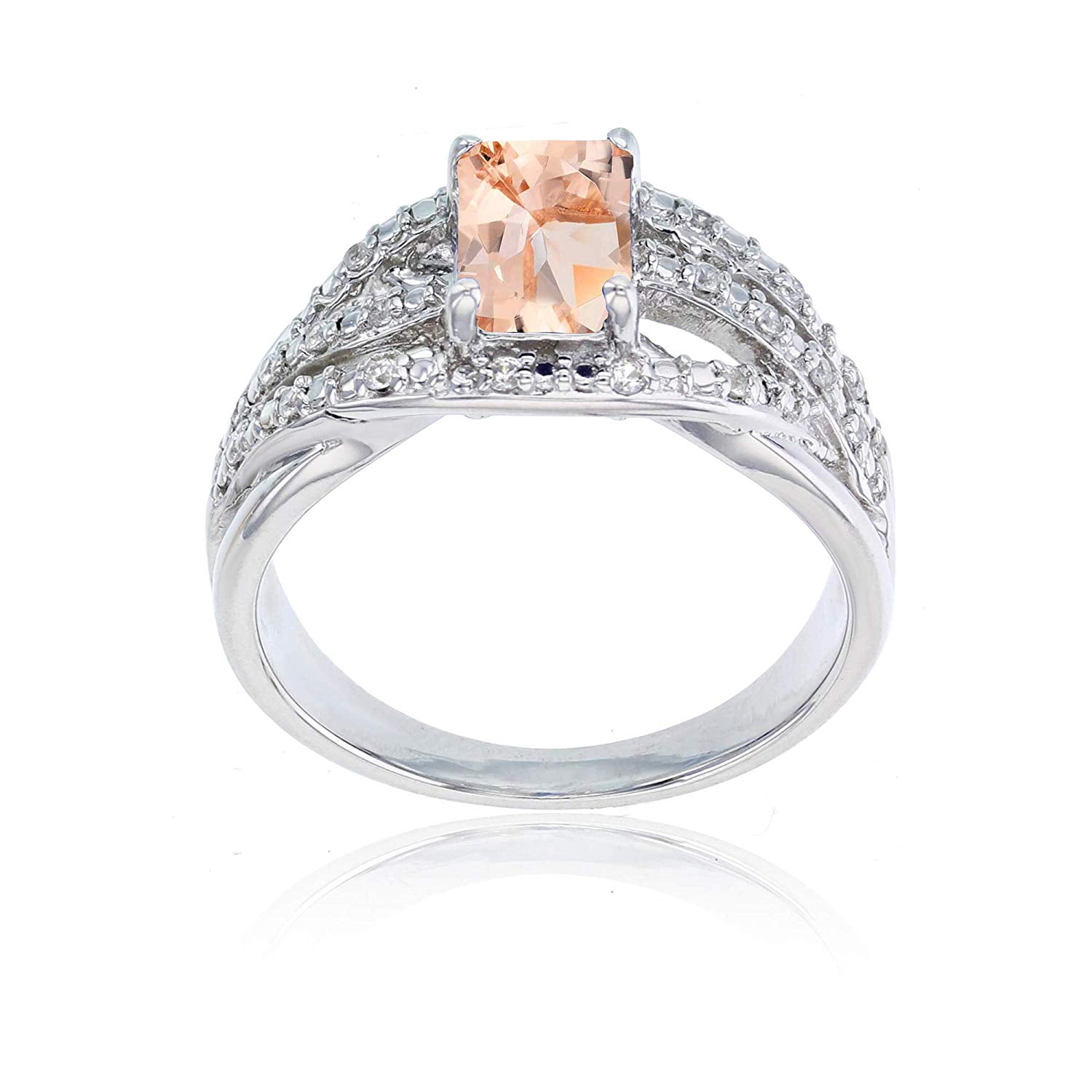 Decadence Sterling Silver Rhodium 1mm Created White Sapphire & 7x5mm ...