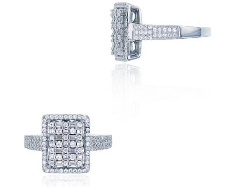 Decadence Sterling Silver Rhodium Micropave Round and Baguette ...