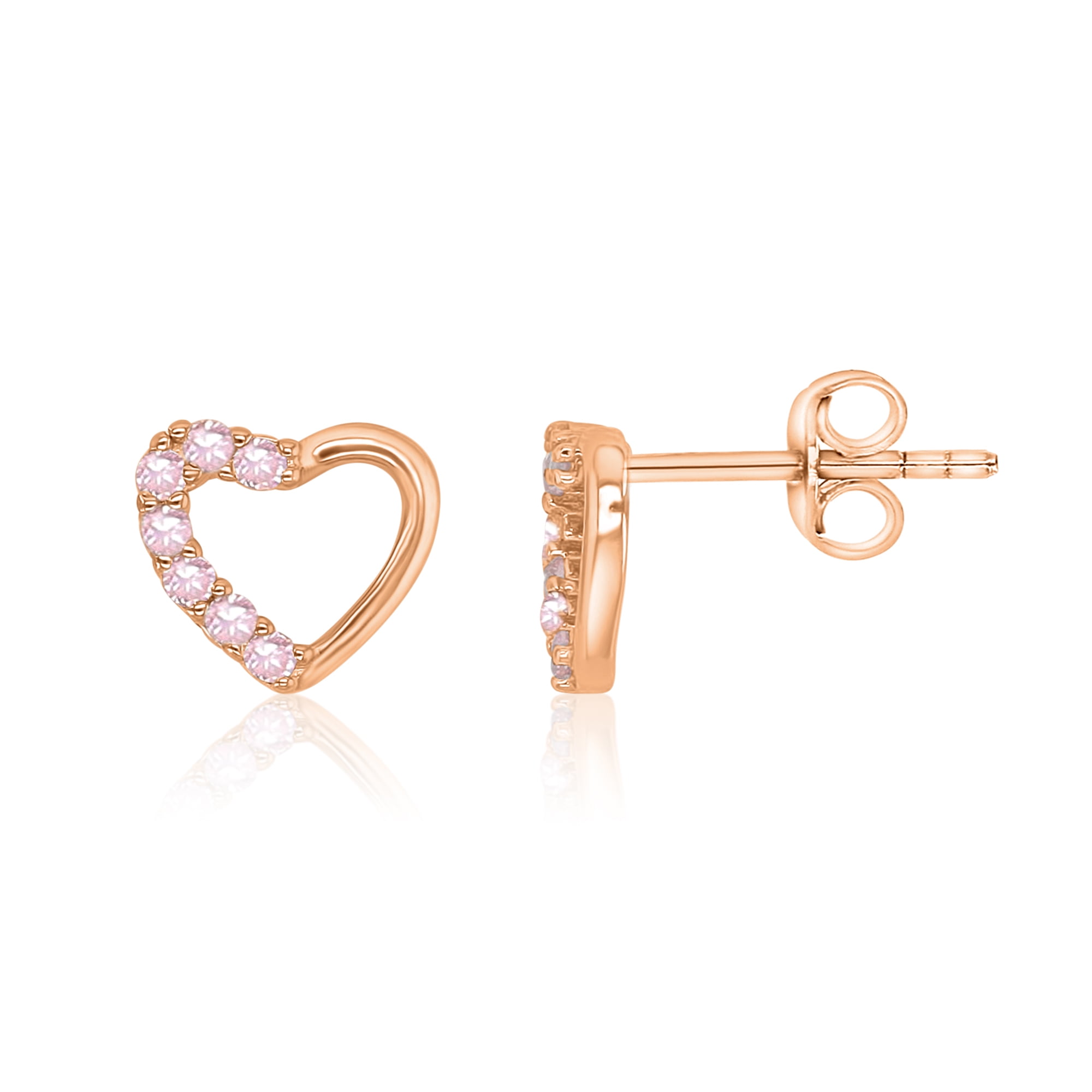 Decadence Sterling Silver Rose 8x9mm Half Pink Micropave Half Polished ...