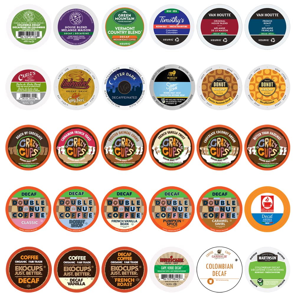 Decaf Flavored Coffee Pods Variety Pack Sampler Assorted Single Serve ...