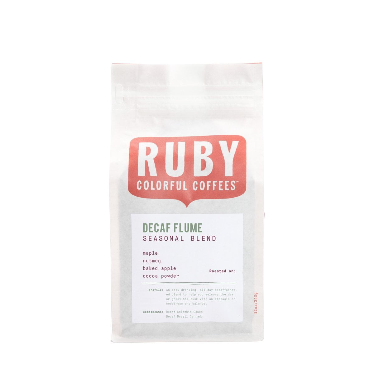 Decaf Flume Seasonal Blend - Roasted by Ruby Coffee Roasters - Freshly Ground Coffee - 12 Ounce ...