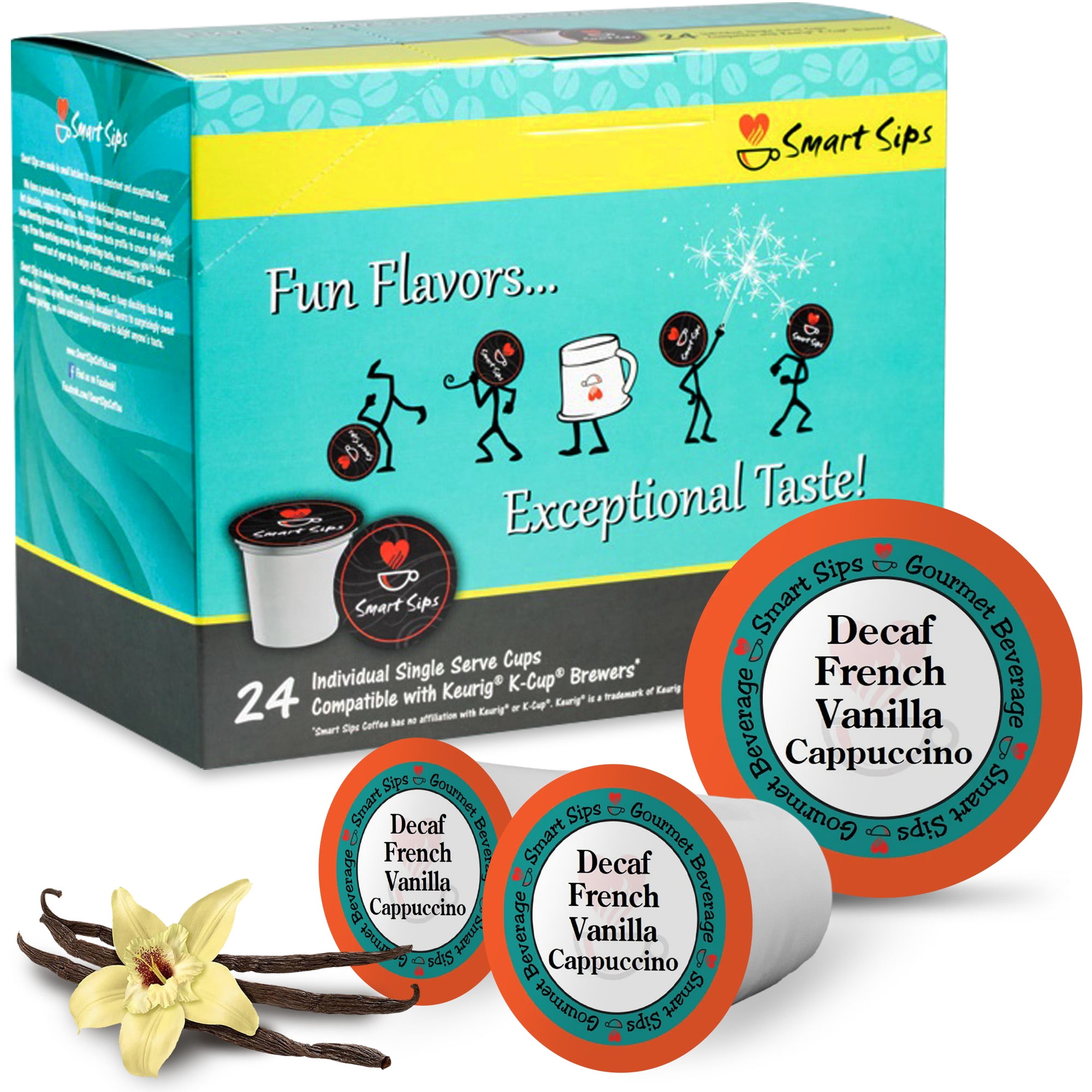 Decaf French Vanilla Cappuccino Pods, Fancy Decaffeinated Gourmet for ...