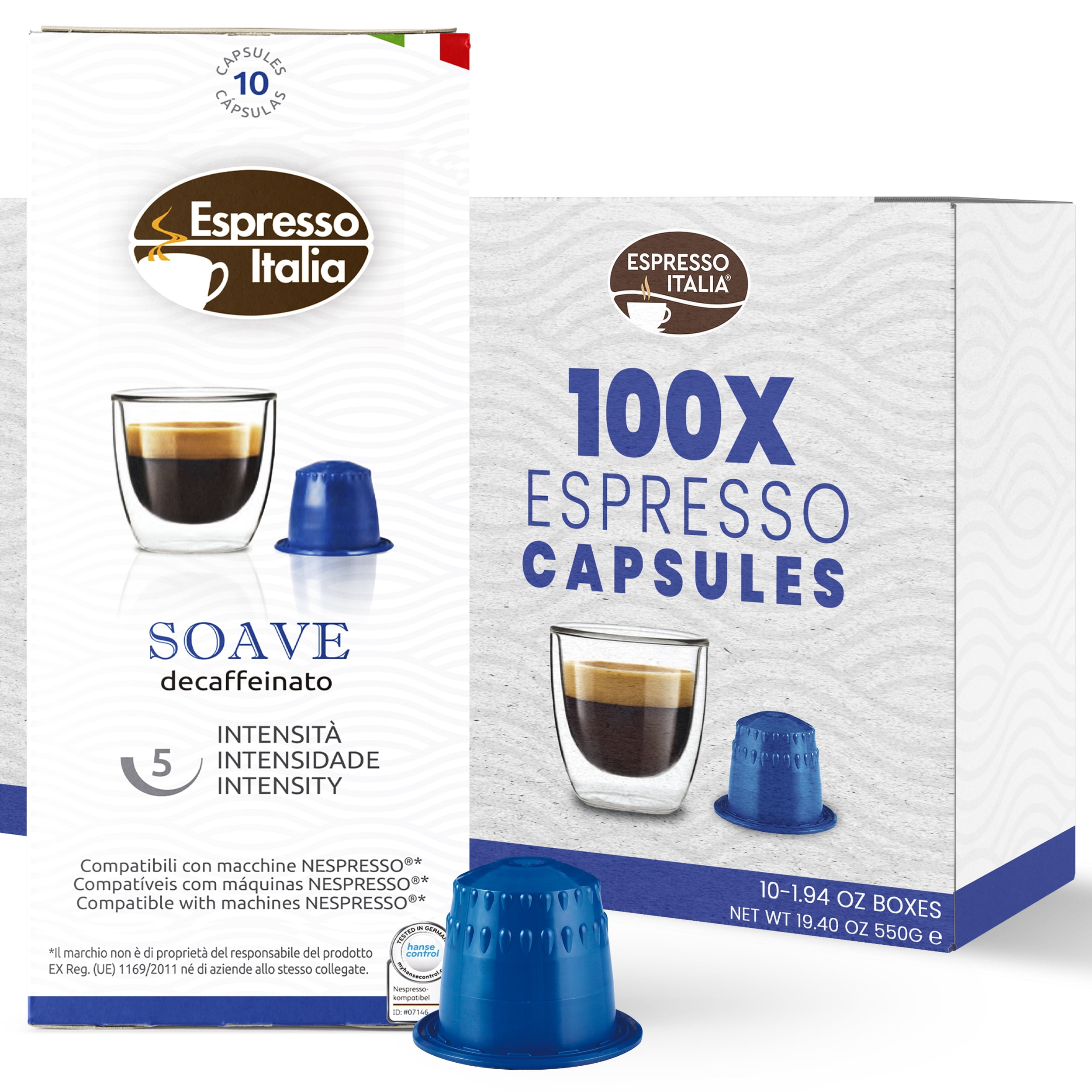 Espresso Italia Nespresso Compatible Pods, Decaffeinated Coffee Capsule ...