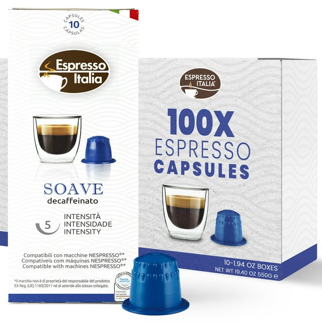 Espresso Italia Nespresso Compatible Pods, Decaffeinated Coffee Capsule ...