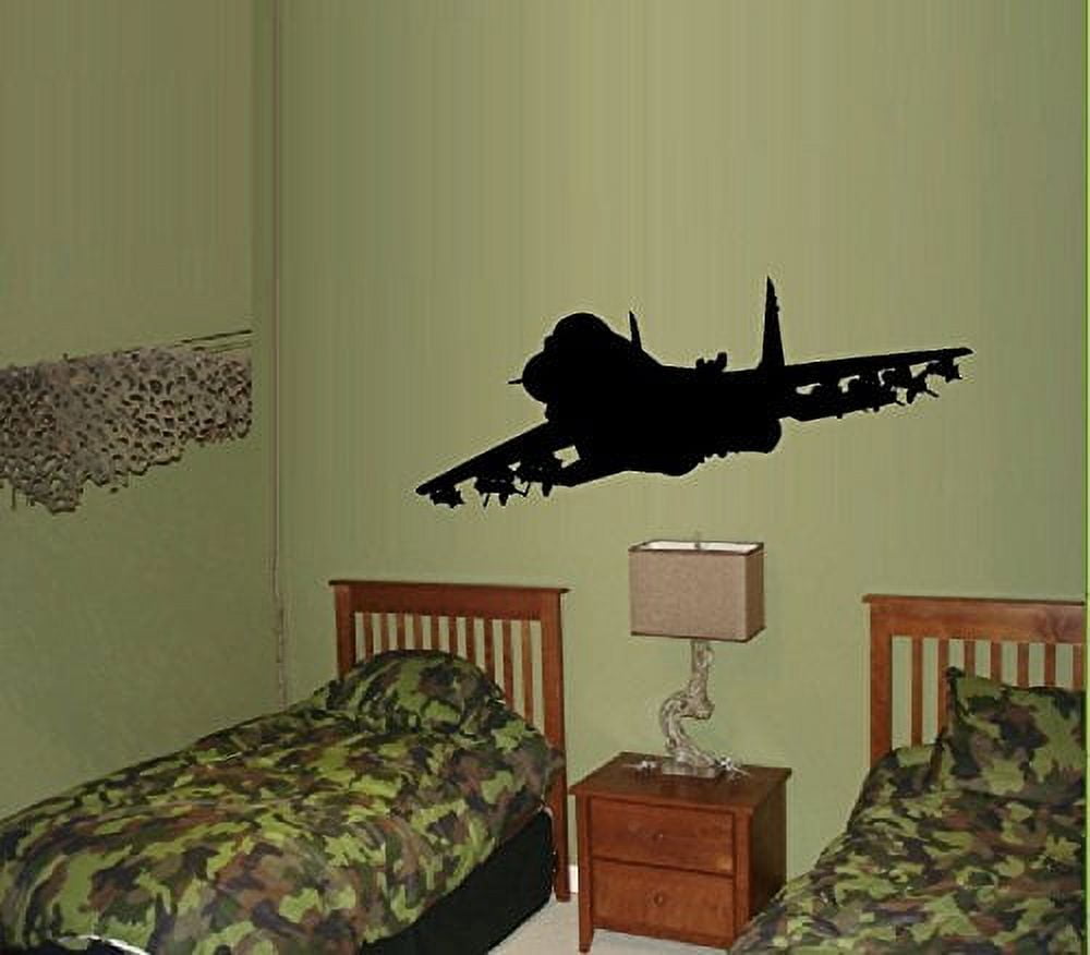 Decal ~ AIRPLANE FIGHTER JET #2 ~ LARGE WALL DECAL 20" X 50" LRG ...