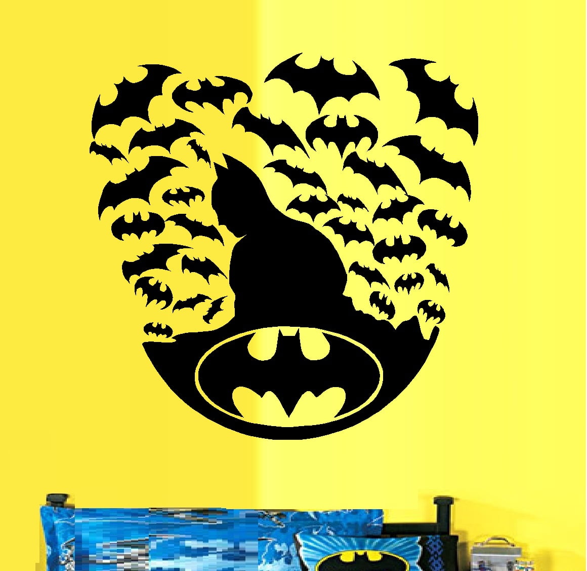 Decal ~ Batman Silhouette with Bats: Wall Decal ~ 20" x 20" - Walmart.com