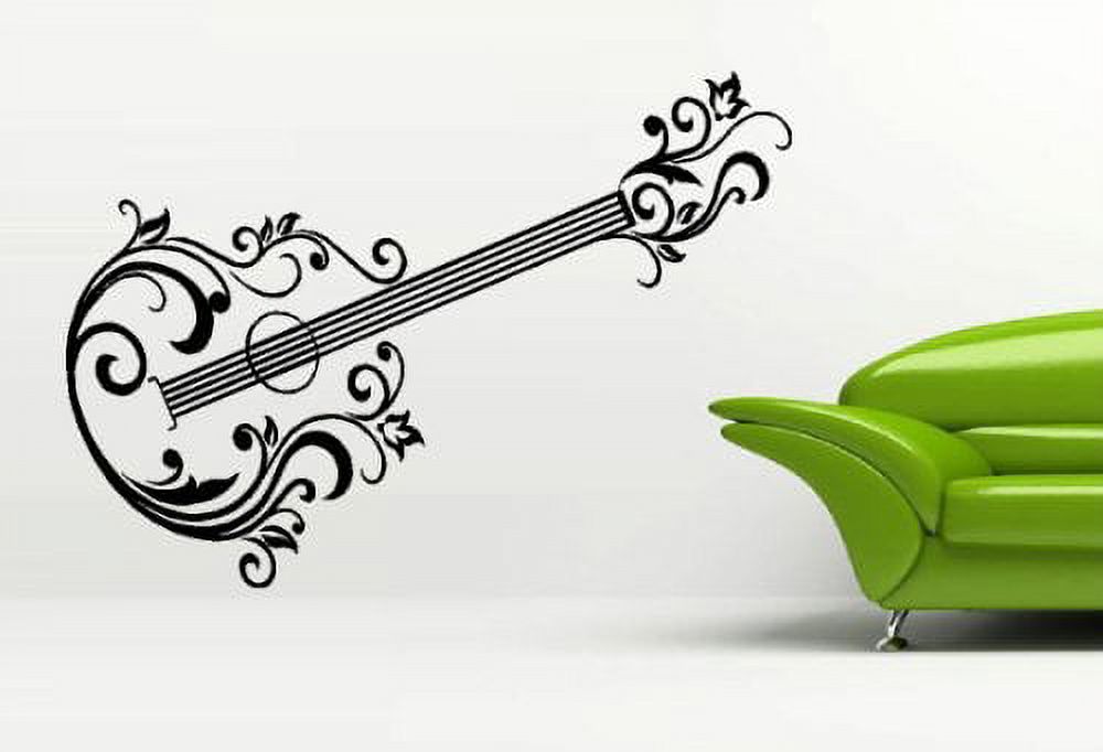 Decal ~ DECORATIVE GUITAR ~ WALL DECAL, HOME DECOR 13" X 25" - Walmart.com