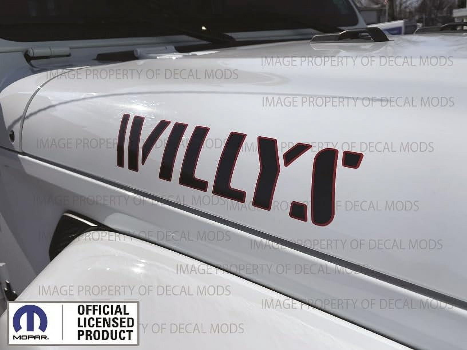 Decal Mods Red & Black Willys Hood Graphic Decal Sticker fits Jeep ...