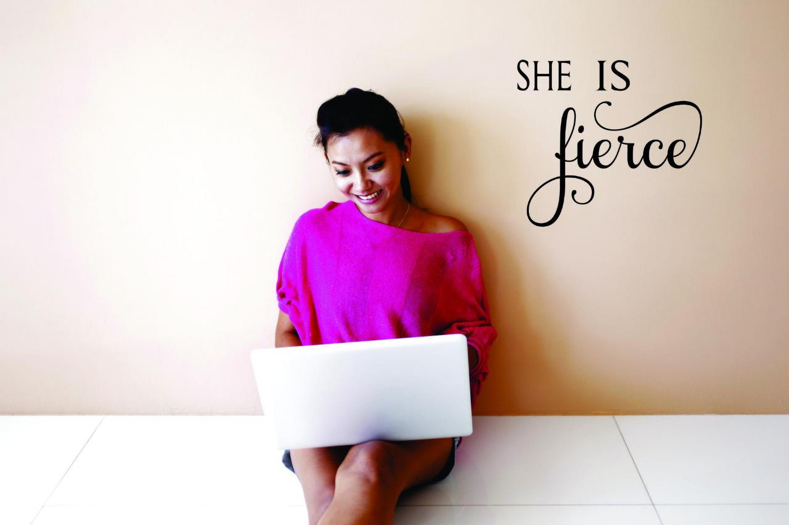 Decal - Peel & Stick Wall Sticker : She Is Fierce Text Lettering Quote ...